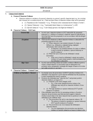 Evidence Checklist - EVIDENCE CHECKLIST: GENERALLY: Are you in CIVIL or ...