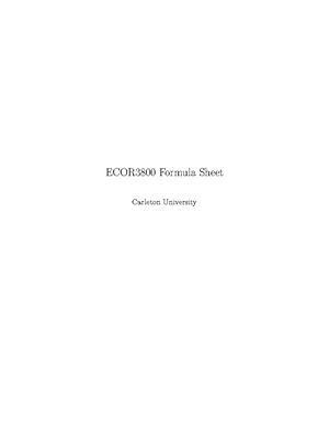 Exam formulas - Formula sheet - Ecor 3800 - Studocu