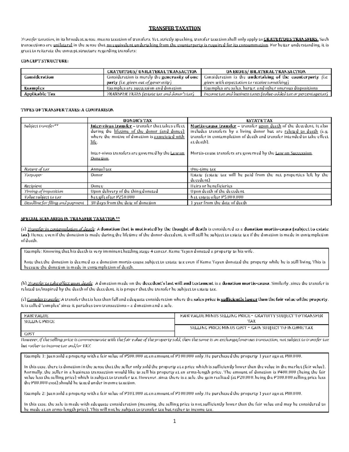 Module 1 - Overview of Transfer Taxation Concepts and Types - Studocu
