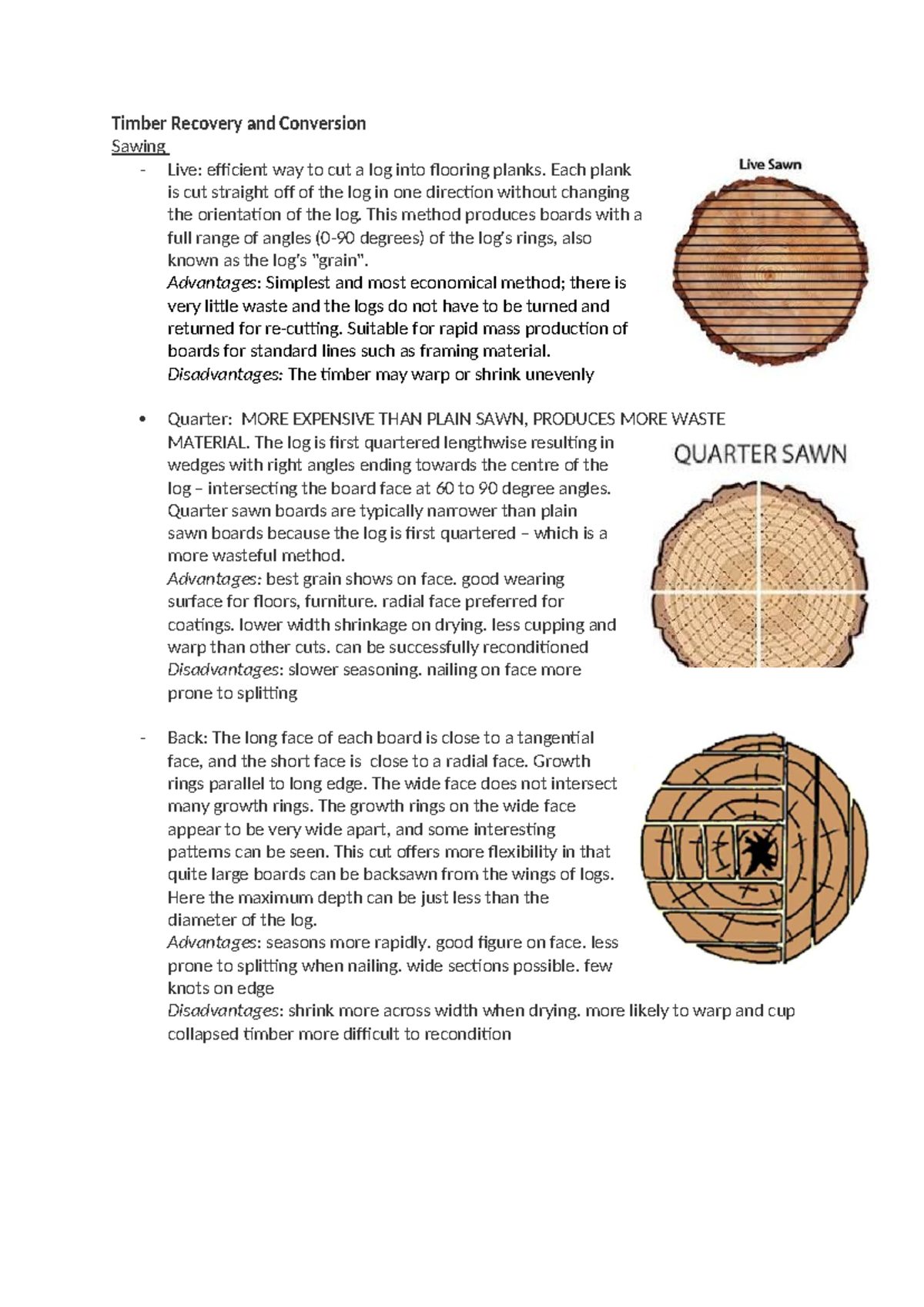 Woodwork - Timber Conversion Techniques and Methods - Studocu