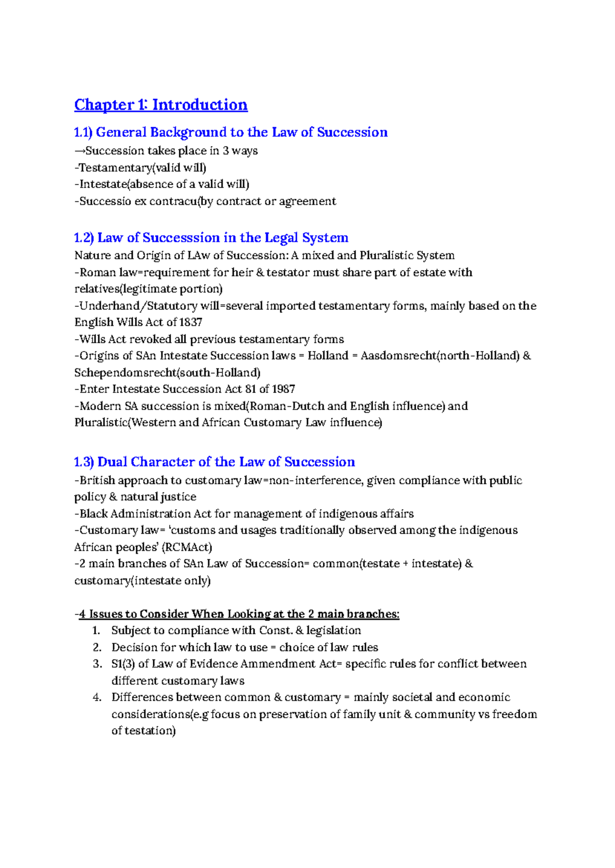 Law of Succession (LAWS 101): Chapter 1 - Introduction and Key Concepts ...