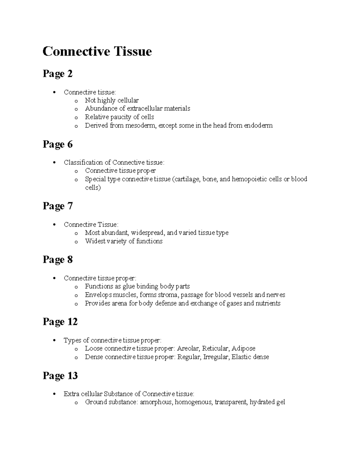 Connective Tissue - Lecture Notes - Connective Tissue Page 2 Connective ...