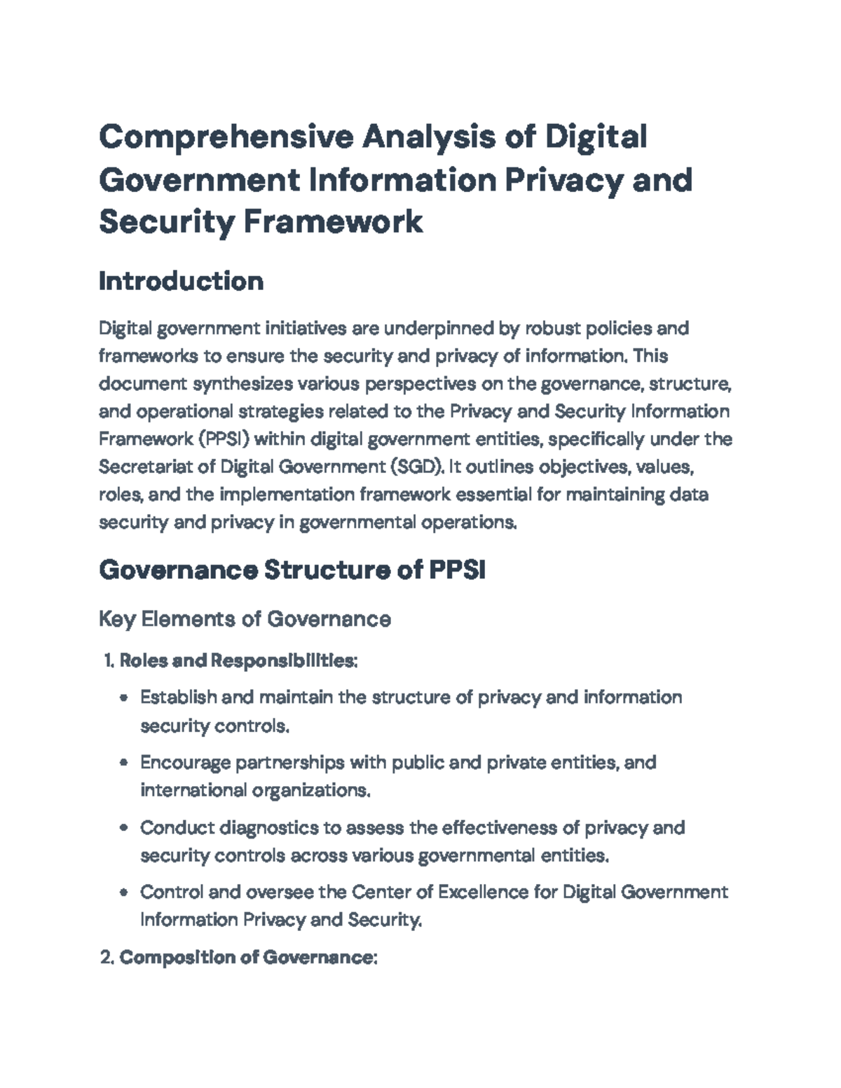 Privacy and Security Framework Analysis for Digital Government (PPSI ...