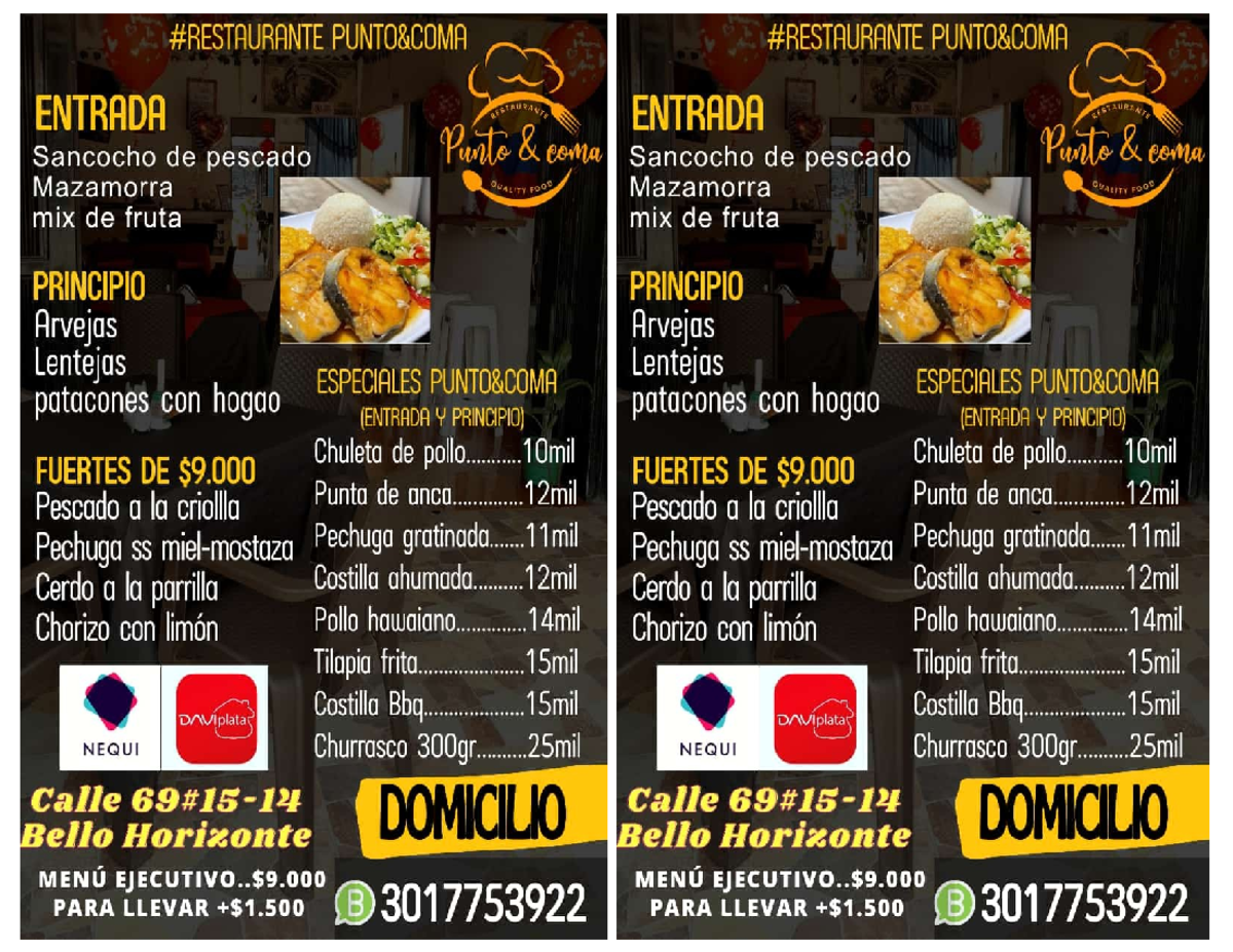 Menu domingo - un menu de cocina - ENTRADA RESTAURANT ENTRADA ...