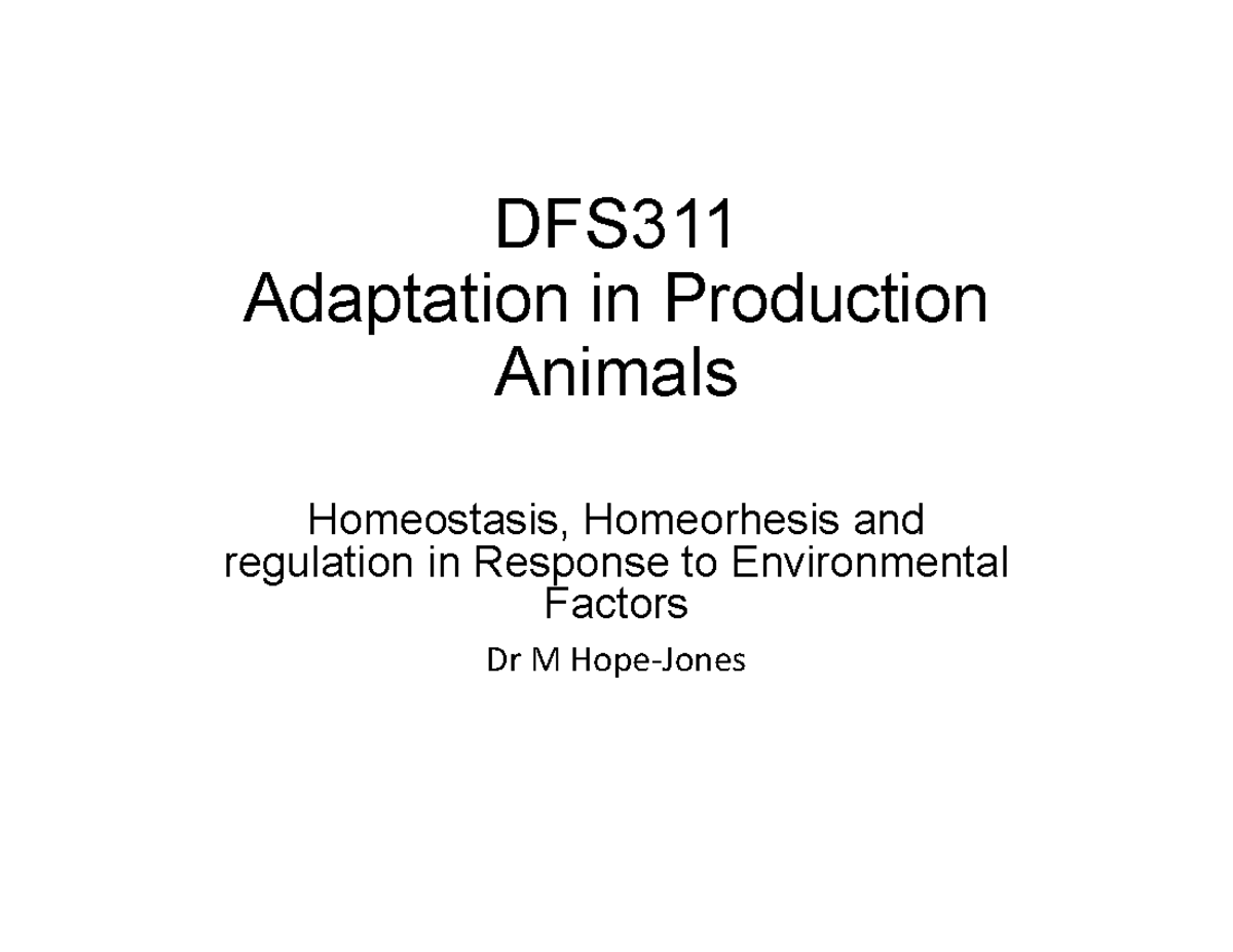 Adaptation in Production Animals - DFS Adaptation in Production Animals ...