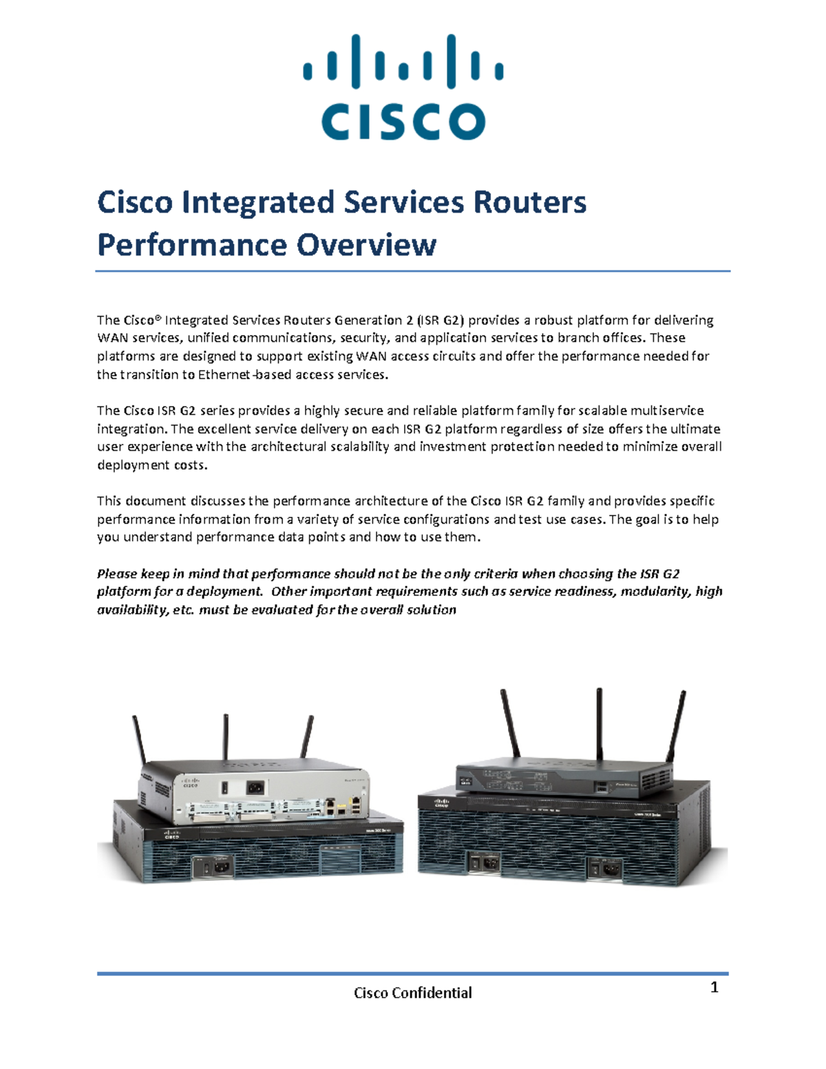 Cisco performance - Cisco Integrated Services Routers Performance ...