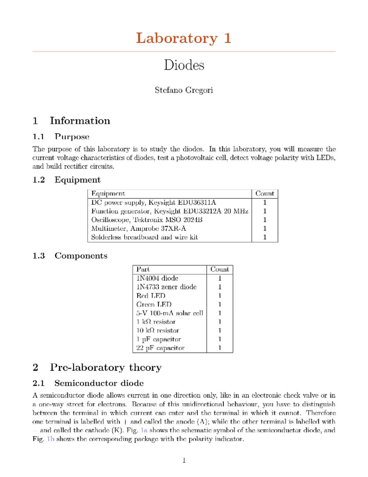 Laboratory 1 Manual - ENGG 3450: Diodes and Rectifier Circuits - Studocu