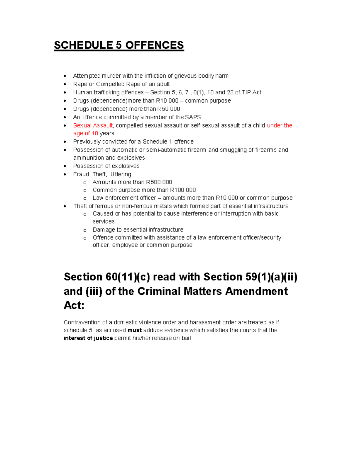 Bail Schedules: Overview of New Amendments and Offences - Studocu