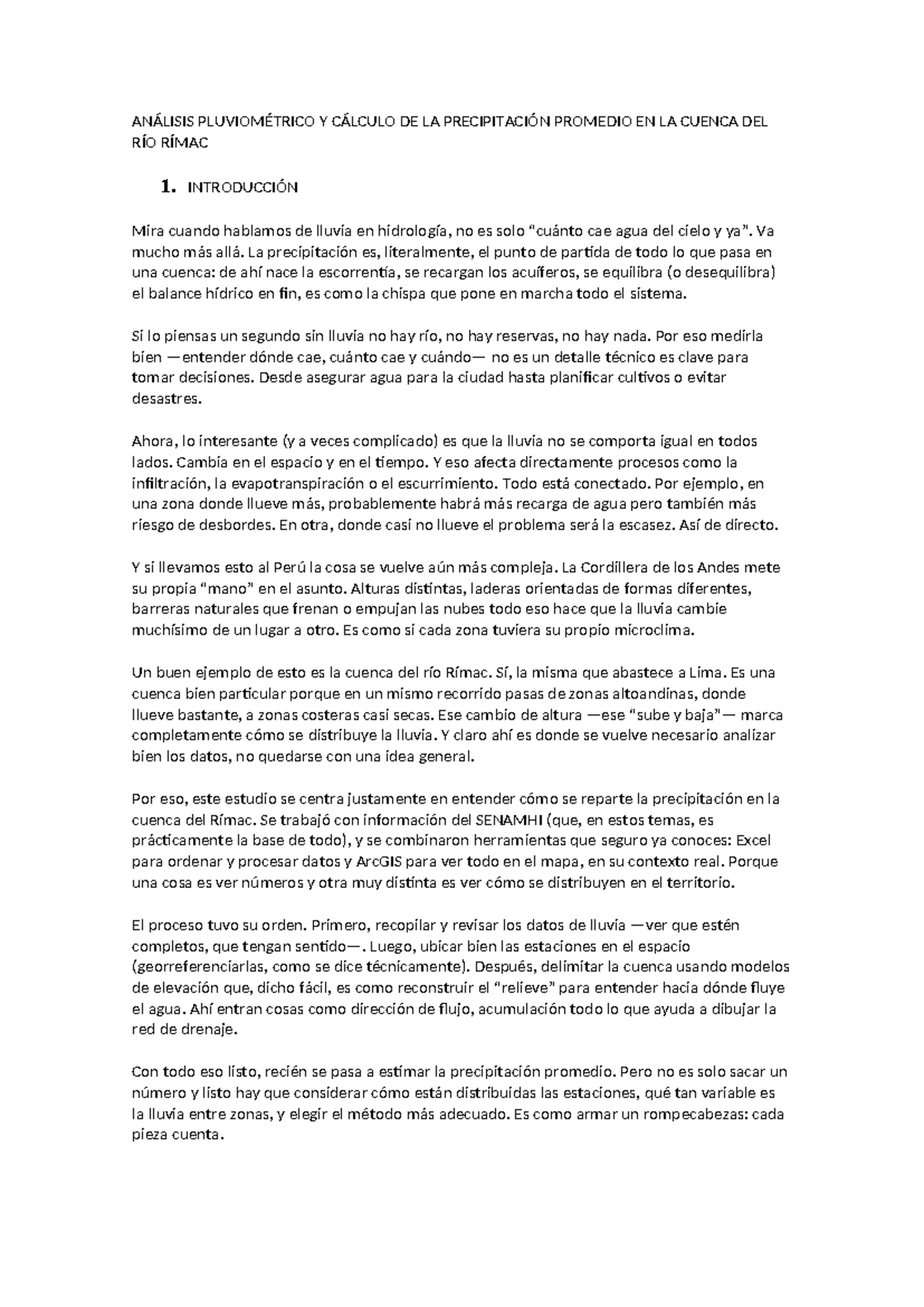 Análisis Pluviométrico y Cálculo de Precipitación Promedio en la Cuenca ...