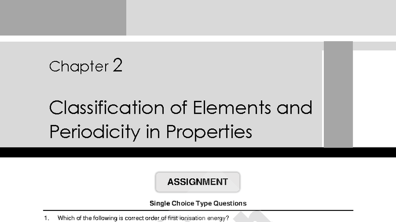 02. Assignment on Classification of Elements and Periodicity in ...