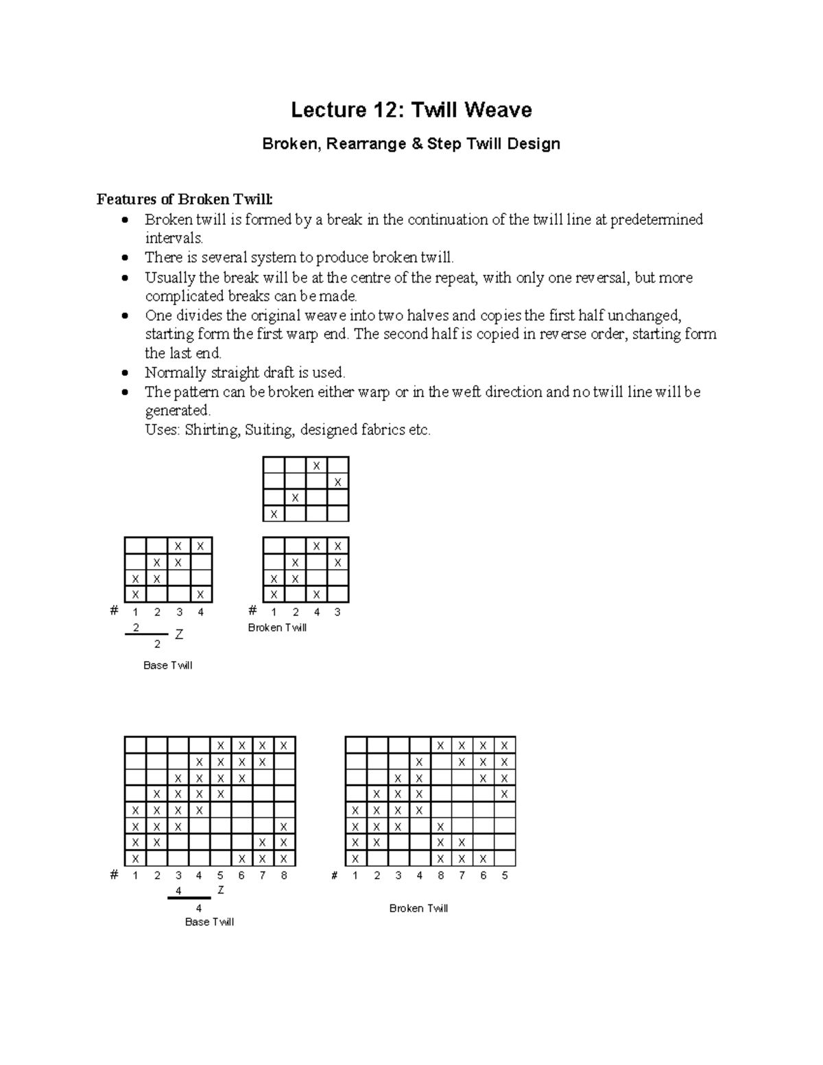 Lecture 12: Twill Weave & Rearranged Twill Design Features - Studocu