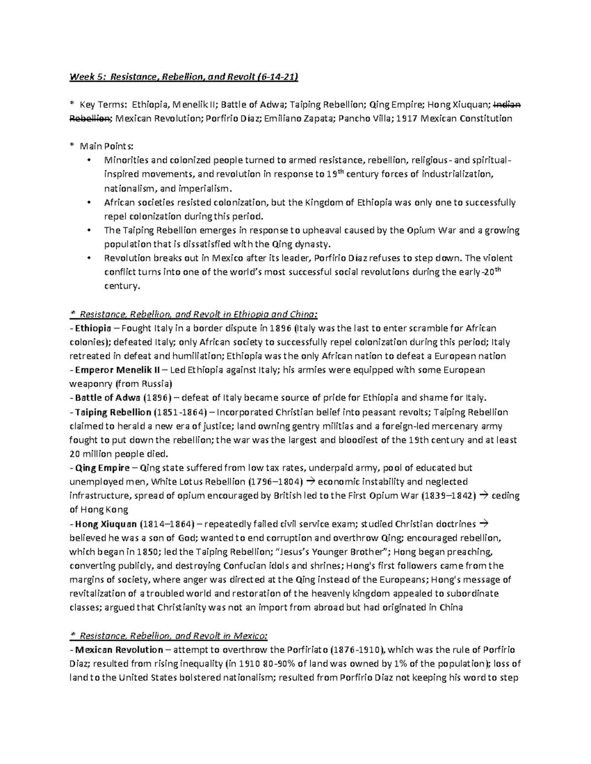 6-14 (Resistance, Rebellion, and Revolt) - Week 5: Resistance ...