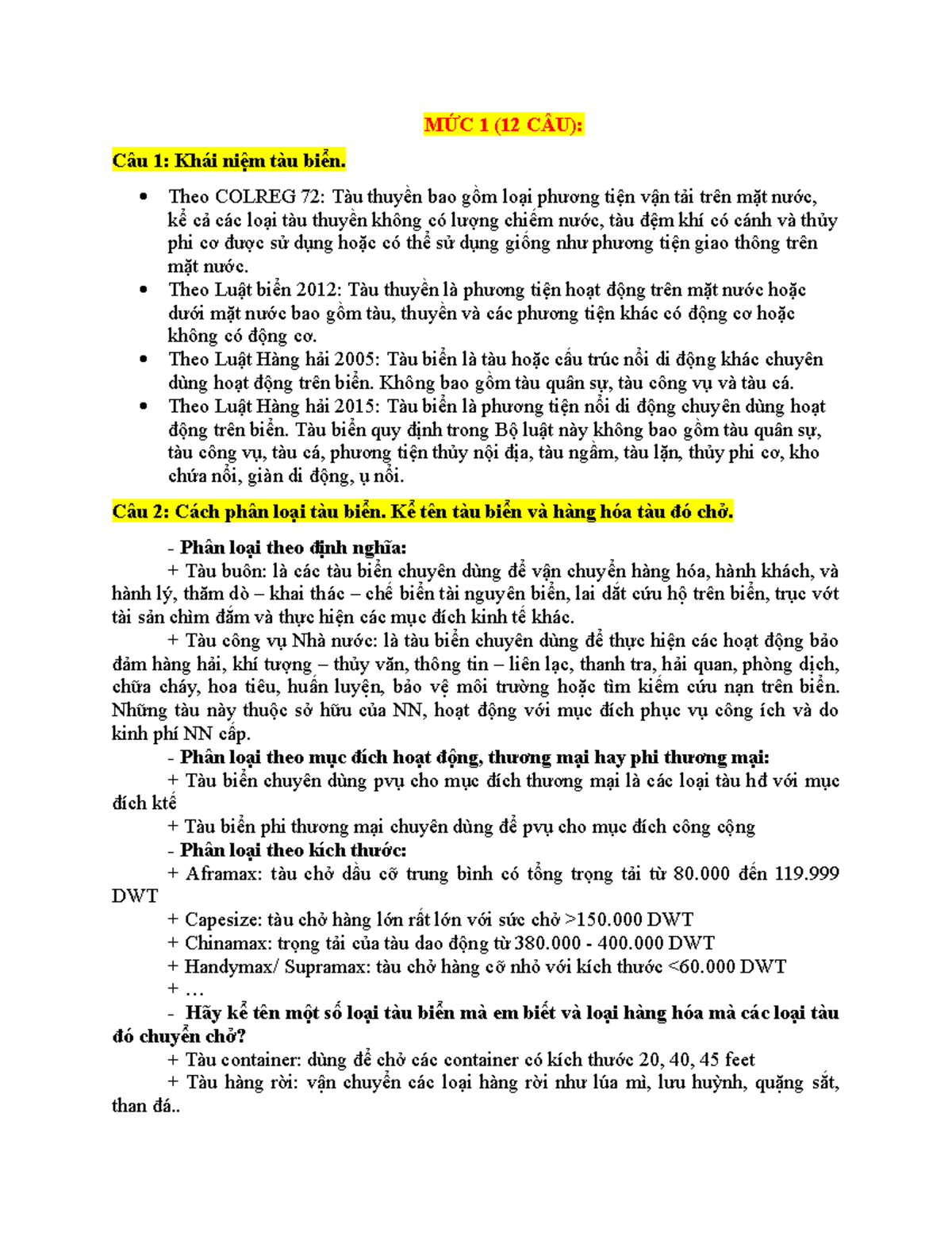 MỨC 1: Khái Niệm và Phân Loại Tàu Biển Theo Luật Hàng Hải Việt Nam ...