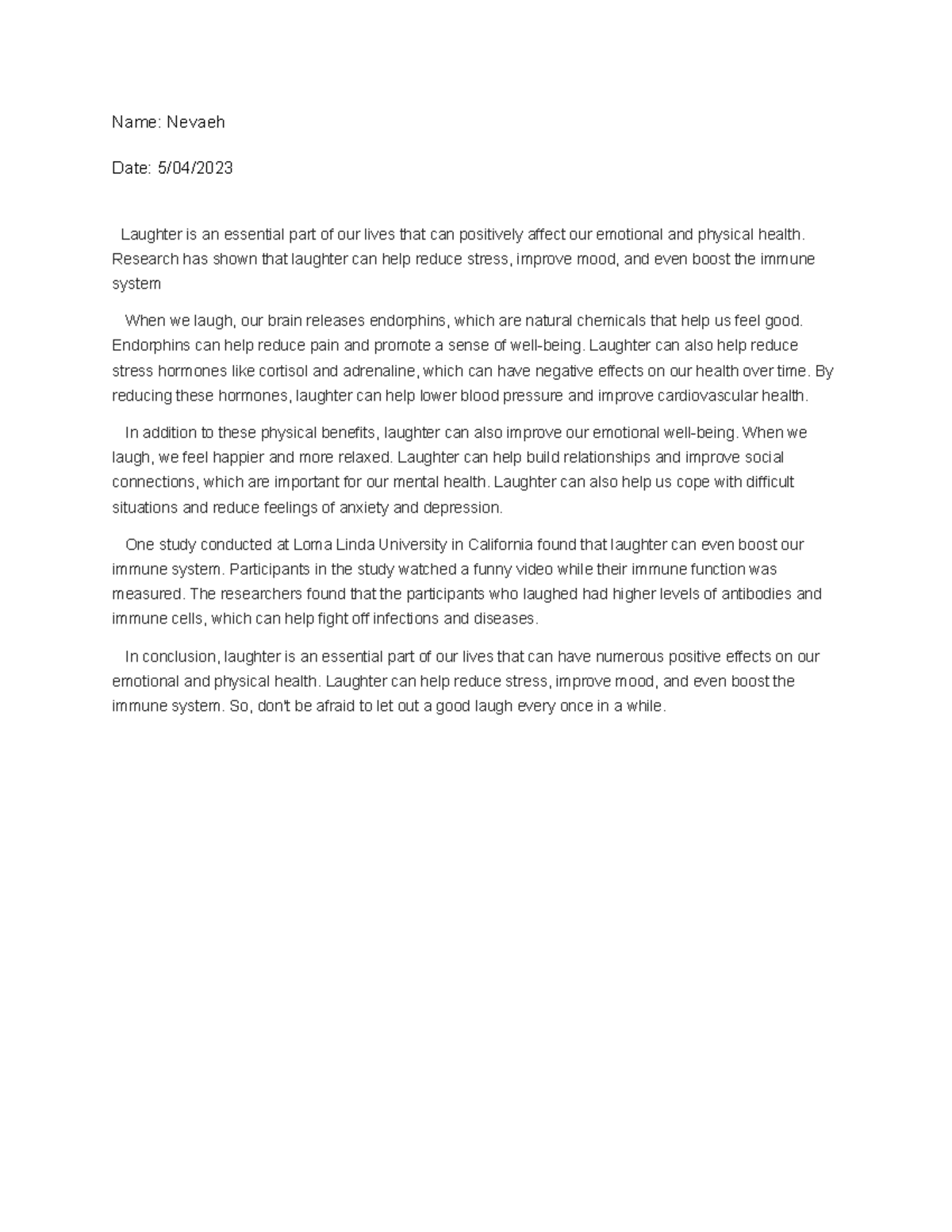 Writing a Research-Based Informative Essay about the Benefits of Humor ...