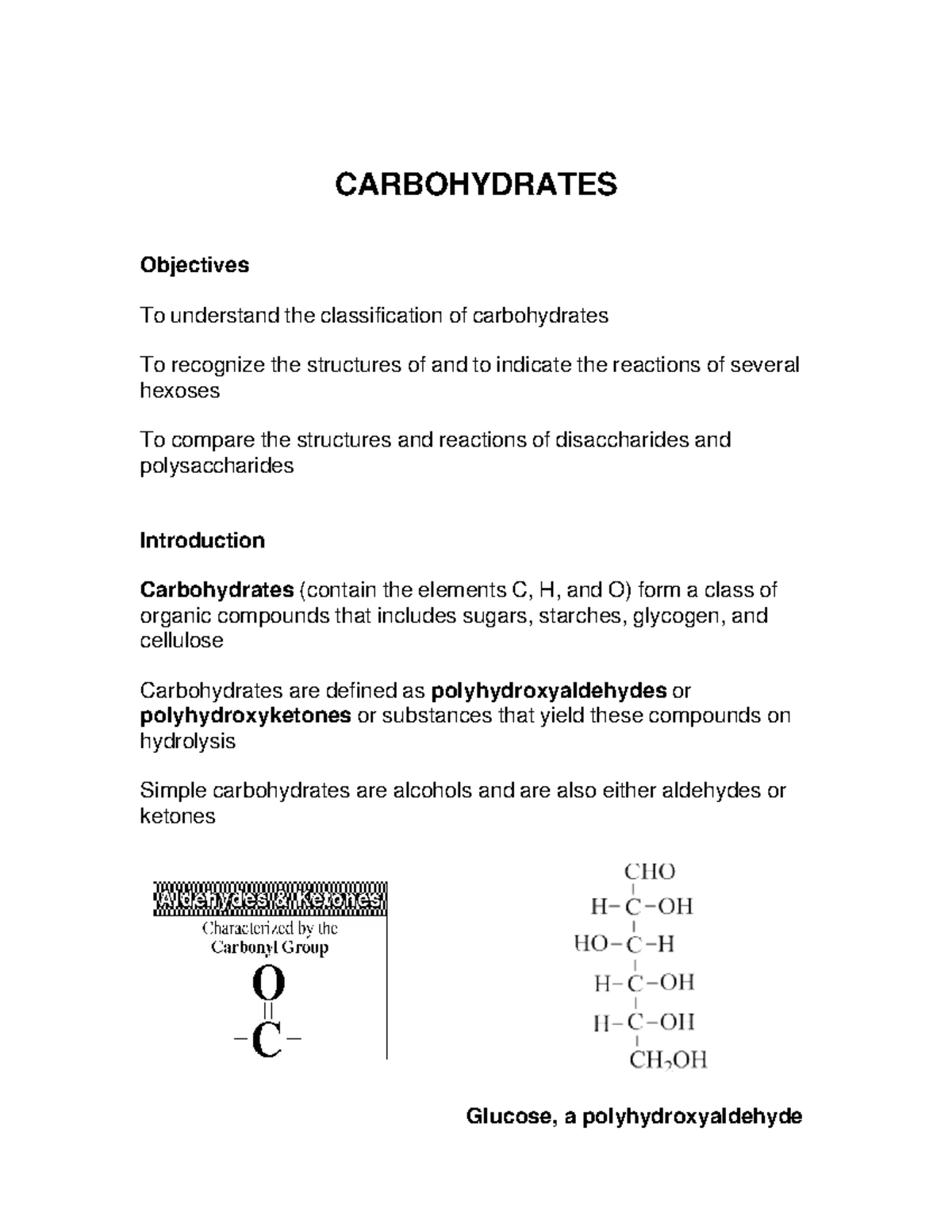 Biochem - Lecture Notes on Carbohydrates and Their Importance - Studocu