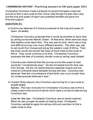 CSEC History Guide - CSEC HISTORY RESOURCE GUIDE Key primary and ...