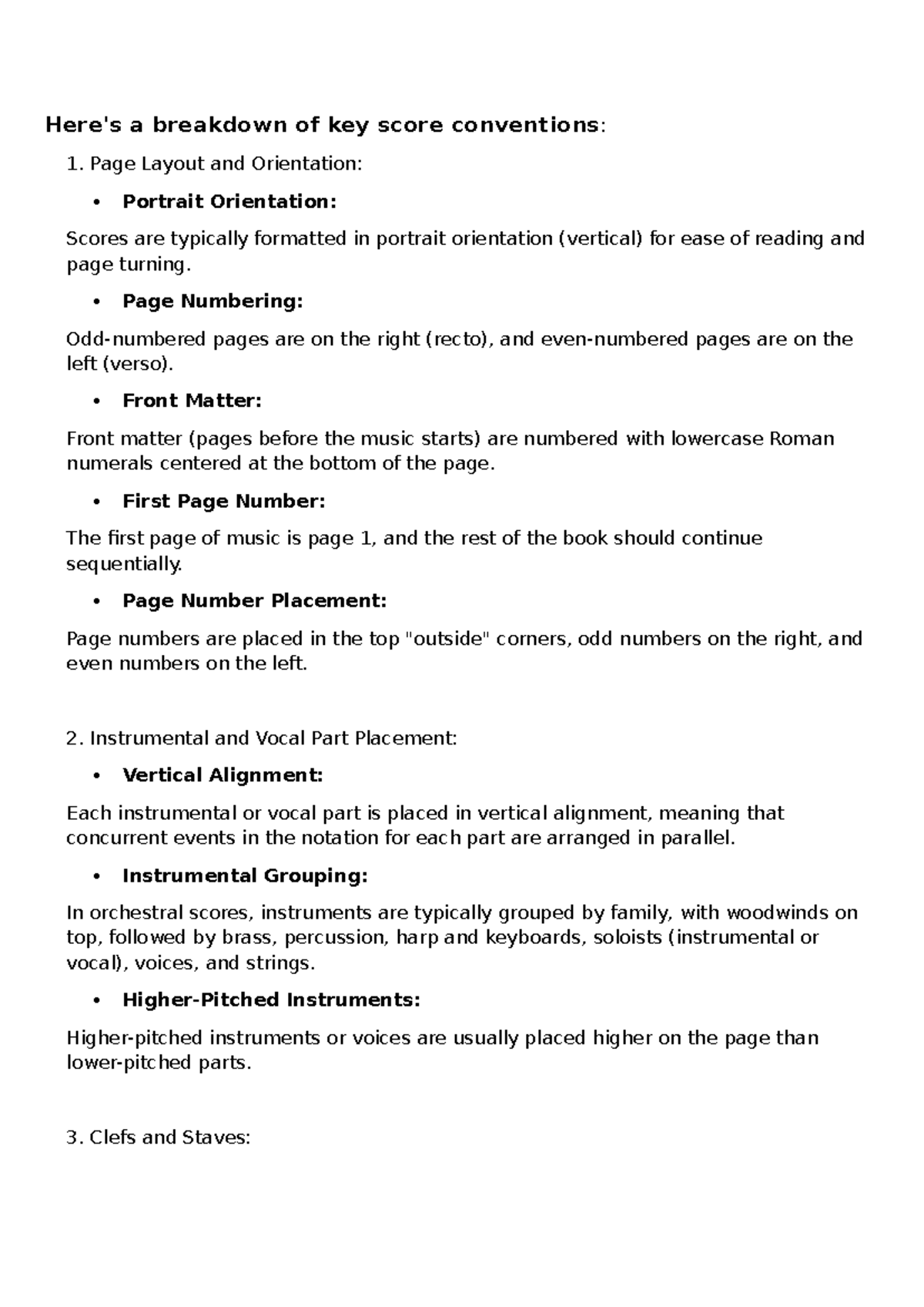 Score Conventions Breakdown: Key Elements for Music Layout - Studocu