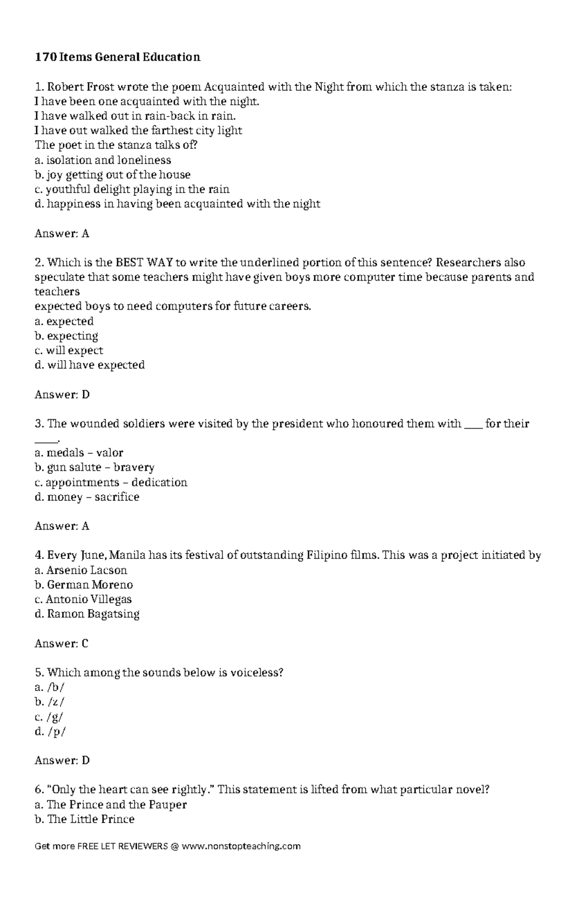 Profed Final - LET Reviewer practice exam for Professional Education ...