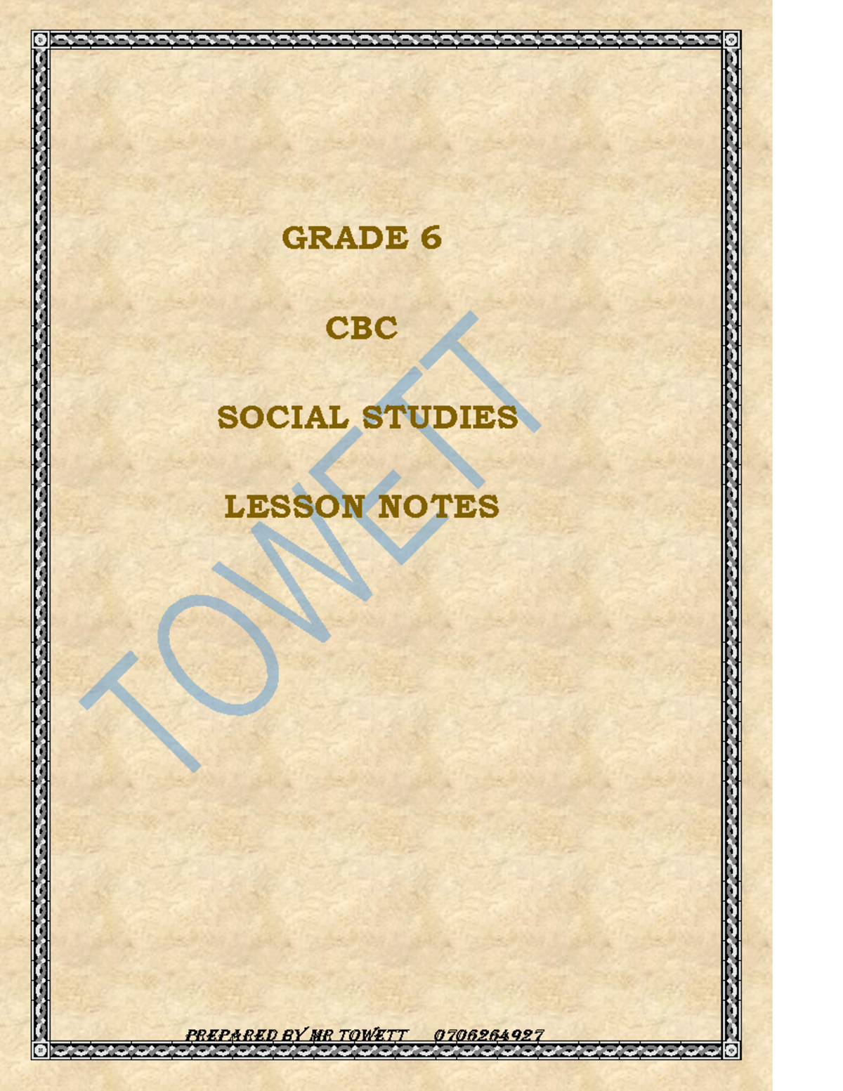 Grade 6 CBC Social Studies: Comprehensive Lesson Notes - Studocu
