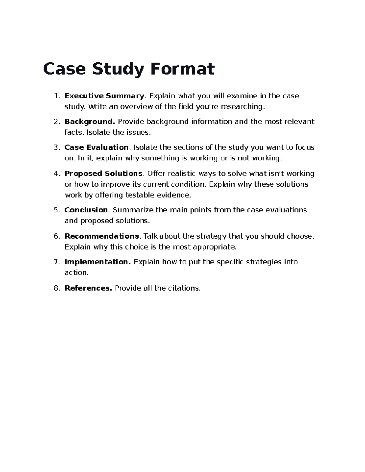 Case Study Format Guide: Structure & Key Sections Explained - Studocu