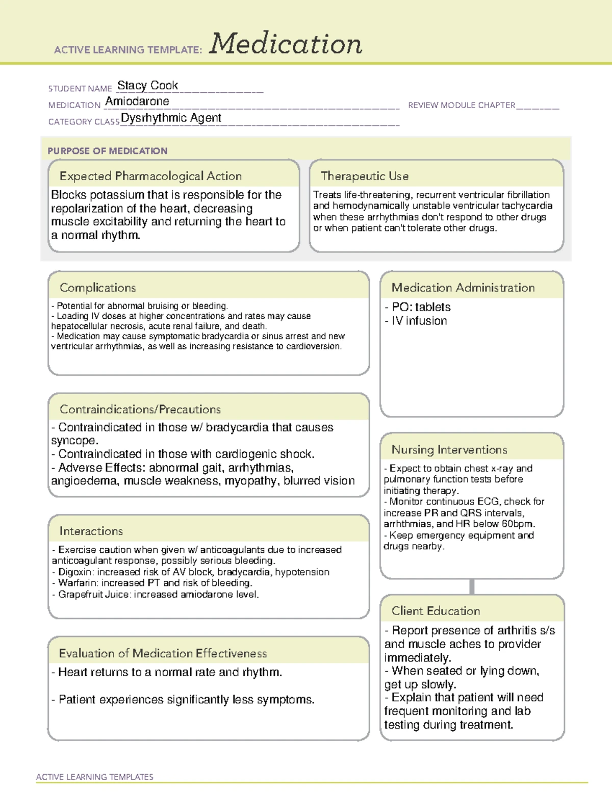 ATI Medication Template - PCN - ACTIVE LEARNING TEMPLATES Medication ...