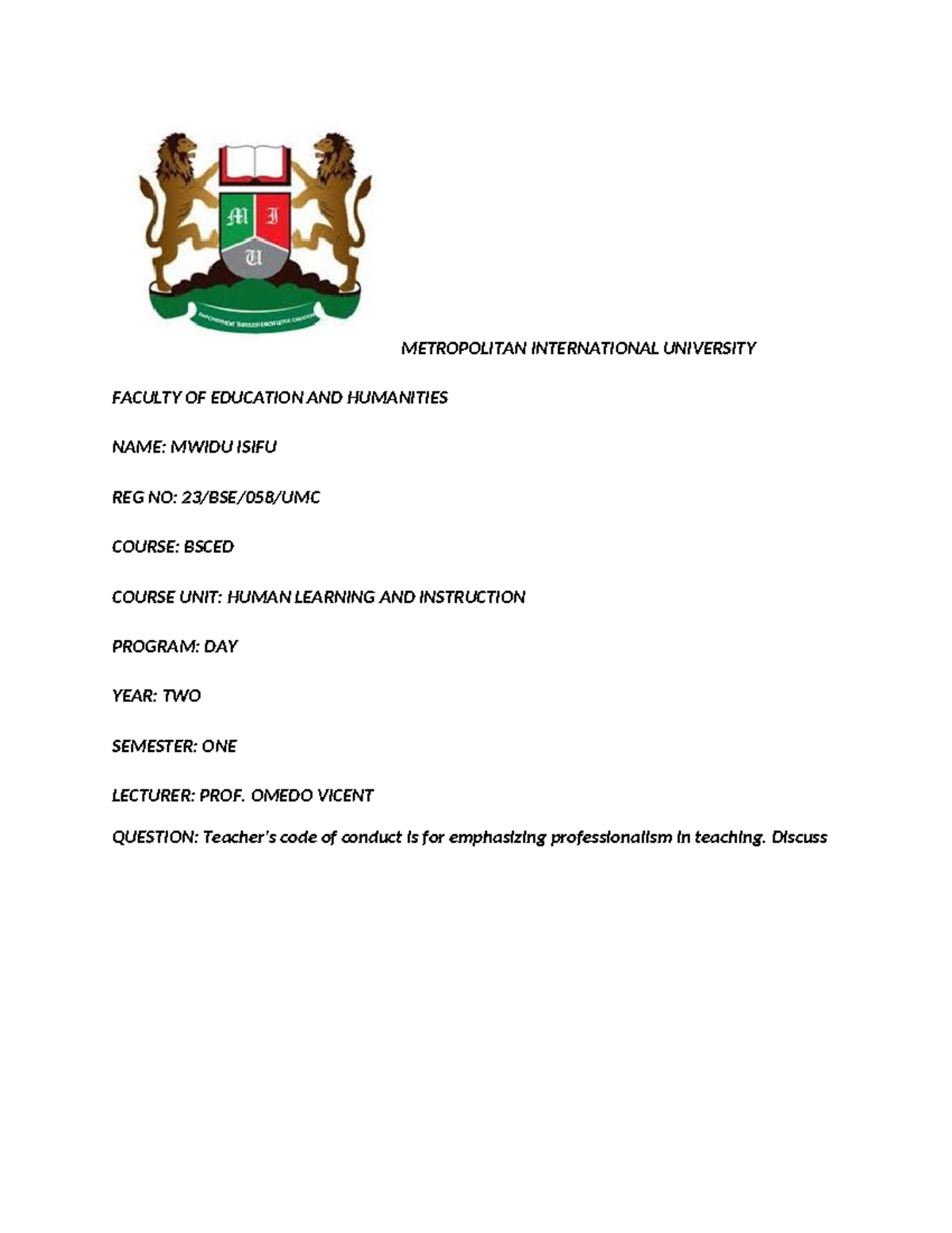 Coverpage ppp (1) - Bachelor of science with education biological ...