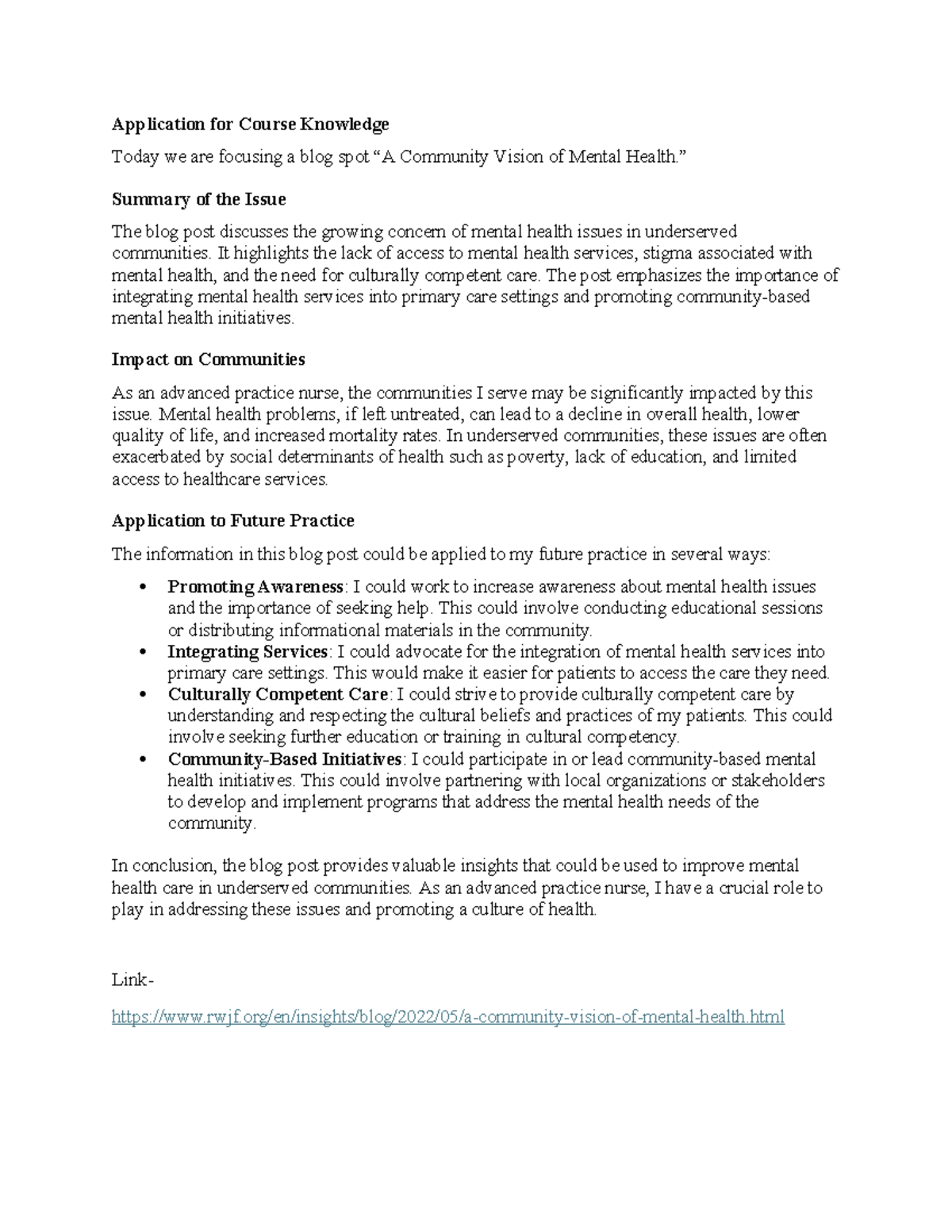 Mental Health in Underserved Communities: A Nurse's Perspective - Studocu