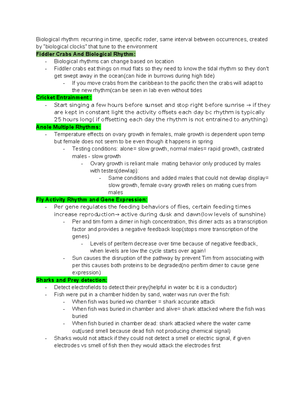 Biological Rhythms and Foraging Behavior in Various Species ...
