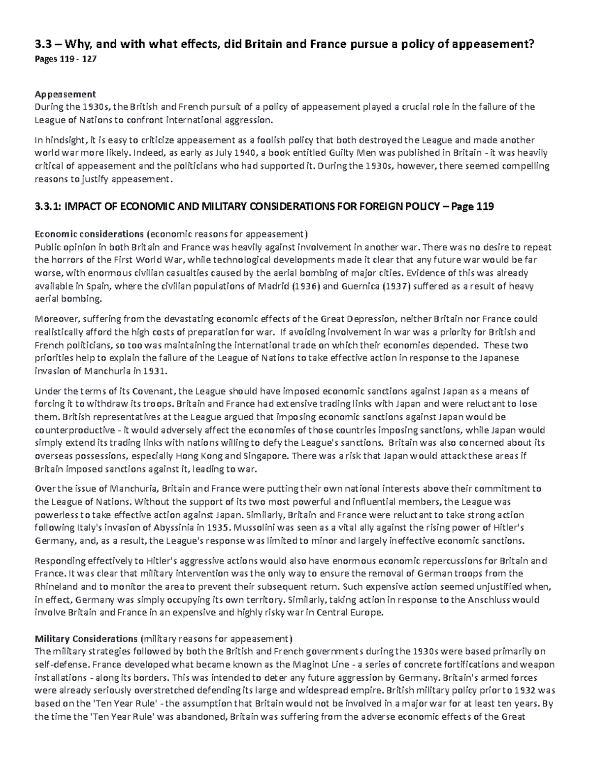 3.3 - Assessing the British and French Policy of Appeasement in the ...
