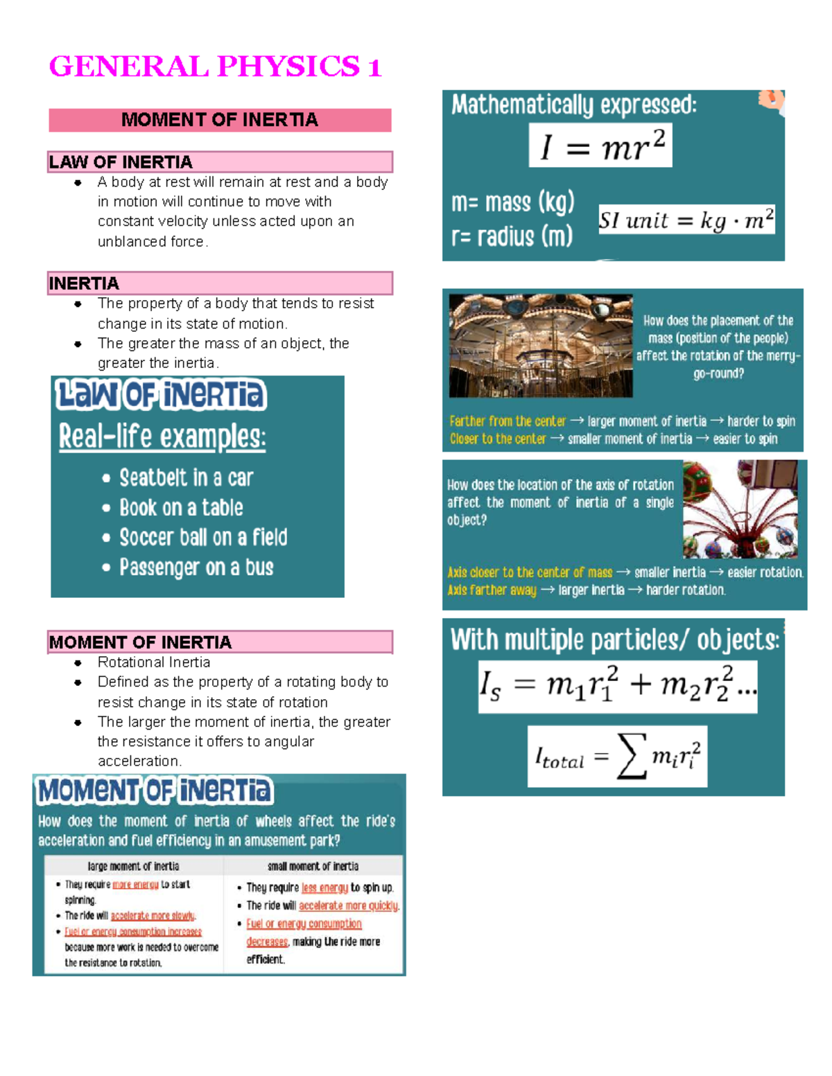 GENPHYS 1 FINAL REVIEW: MOMENT OF INERTIA & GRAVITY - Studocu