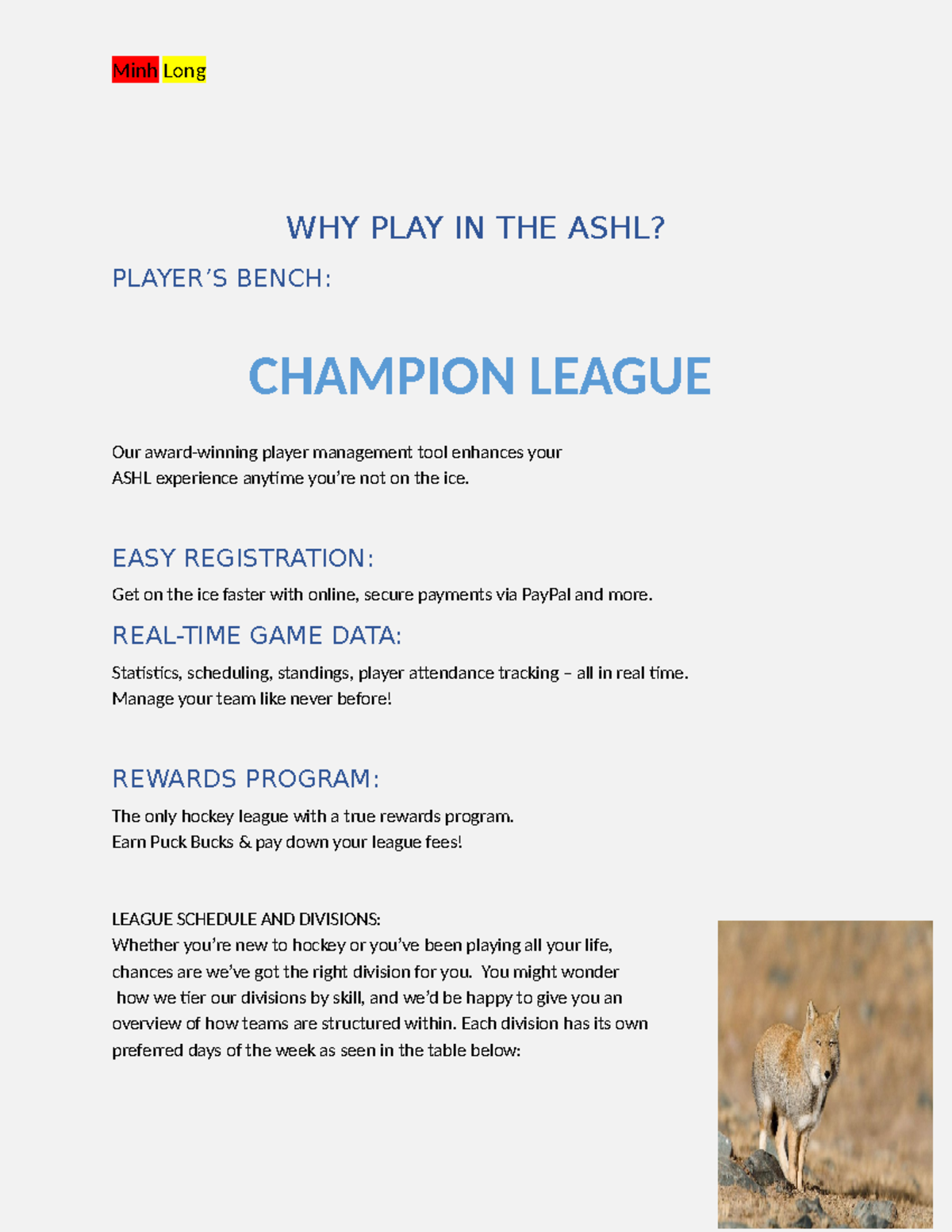 Minh Long ASHL Player Management Tool Overview & Benefits - Studocu