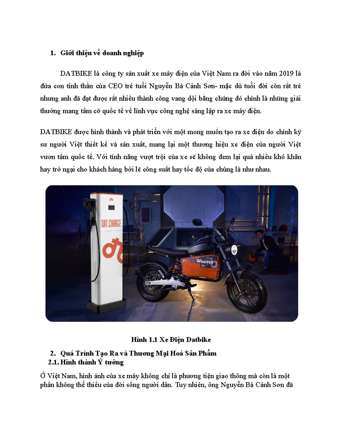 BT1 - Khám Phá DATBIKE: Mục Tiêu và Thách Thức Trong Ngành Xe Điện - Studocu