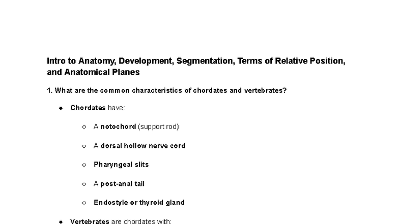 Study Guide for Final Exam: Anatomy Overview and Key Concepts (ANAT 101) - Studocu