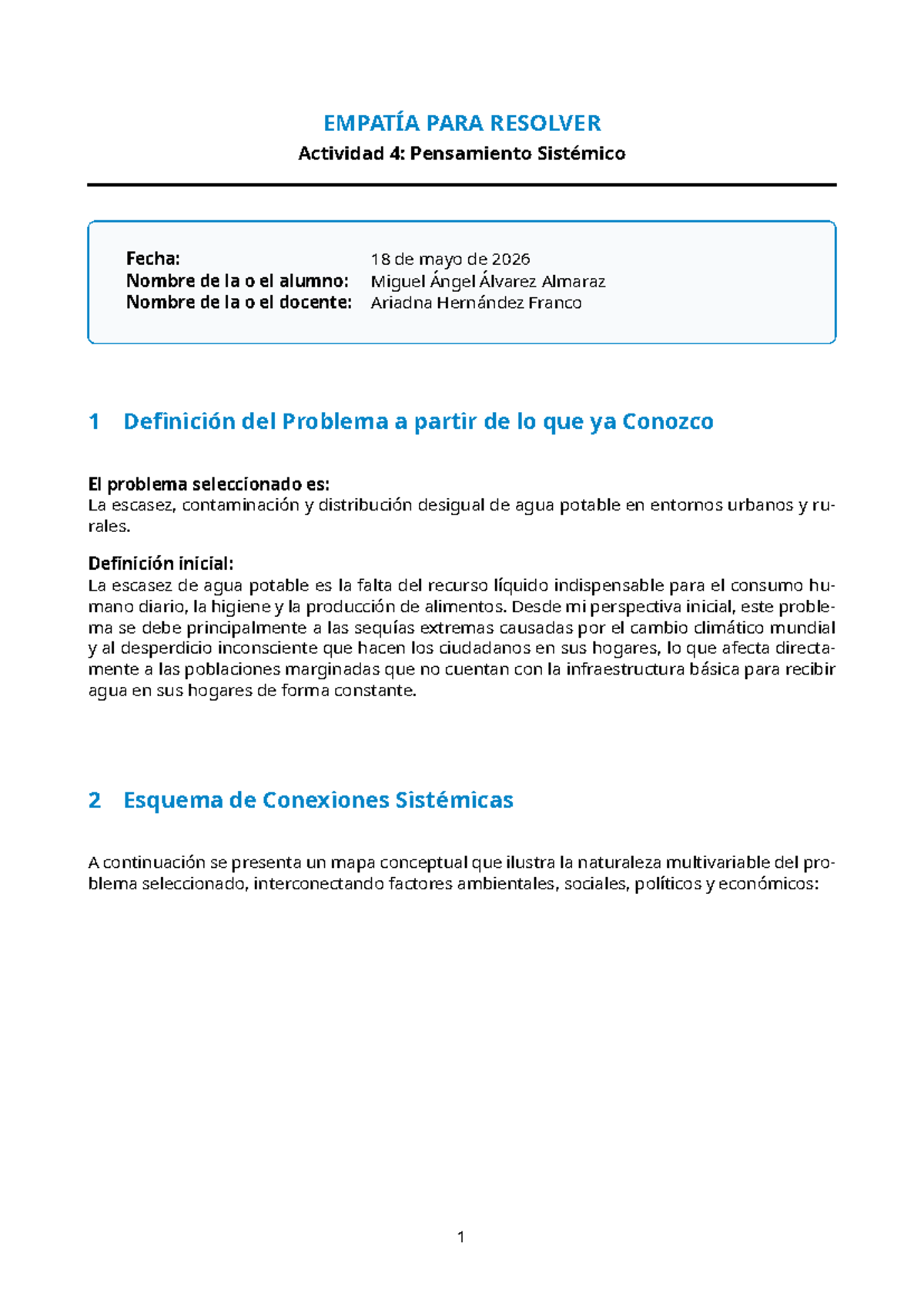 A5 MAAA - Actividad 4: Análisis del Problema del Agua Potable - Studocu