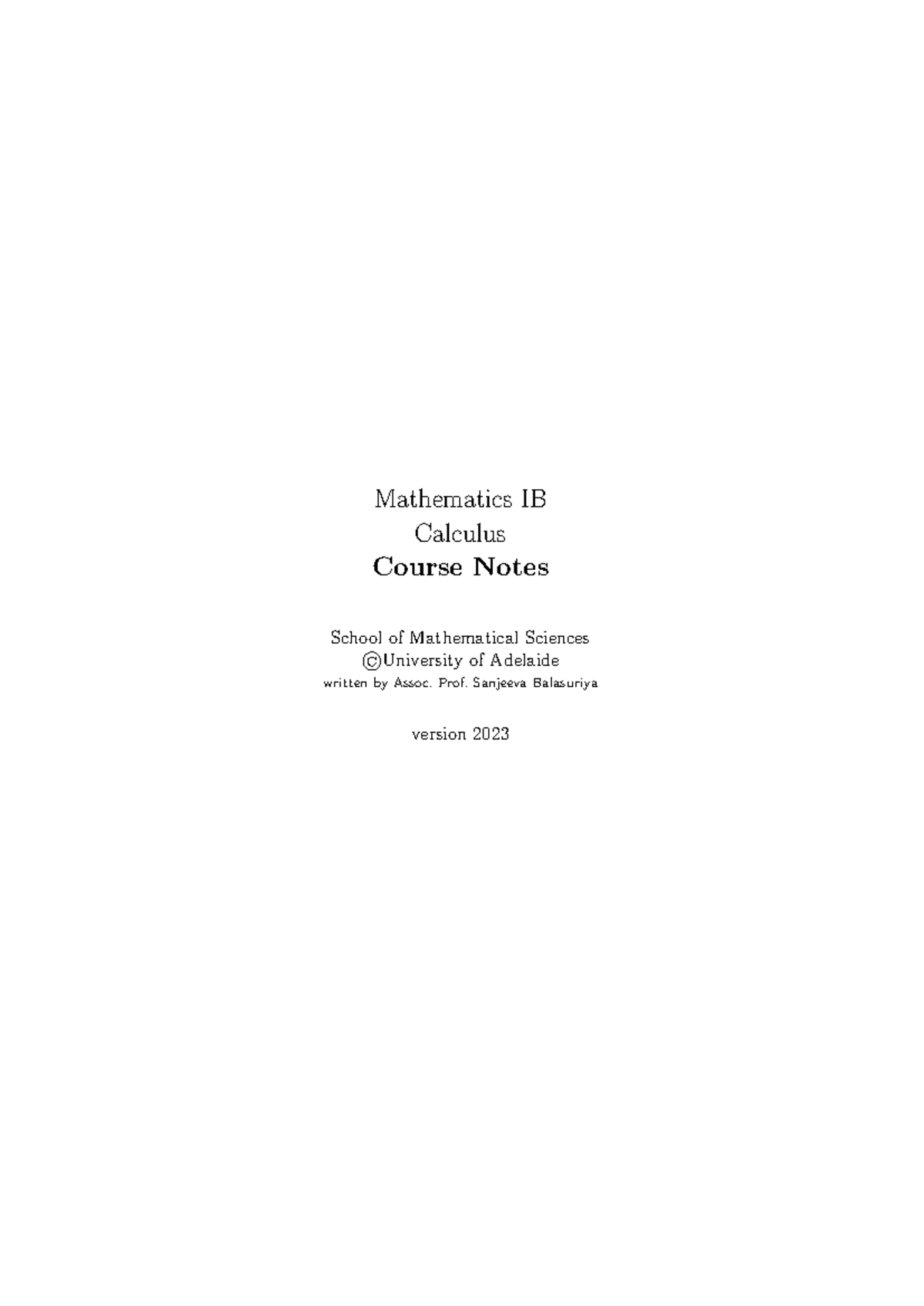 Maths IB Calculus Course Notes 2024 - Mathematics IB Calculus Course ...