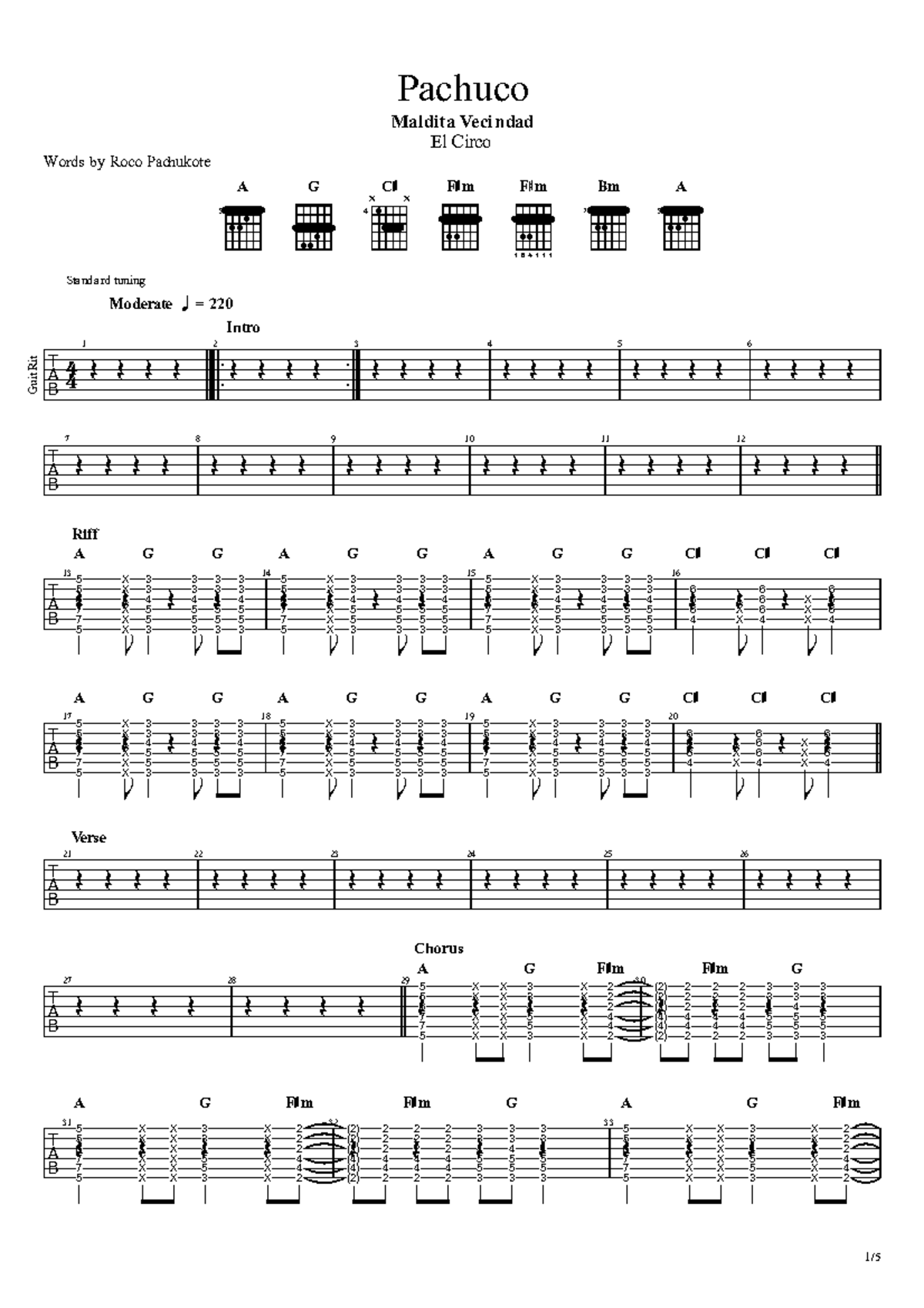 Pachuco - Guitarra Rit - Partitura (Final Exam) - Studocu