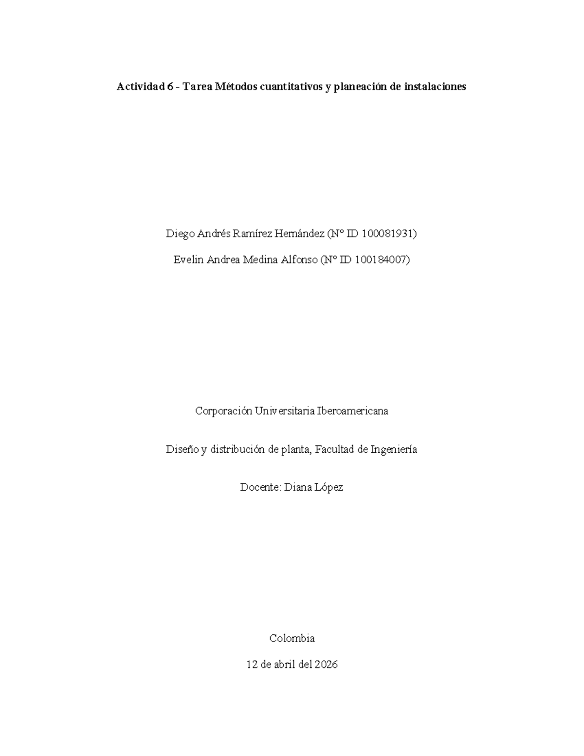 Actividad 6: Tarea de Métodos Cuantitativos y Planeación de ...