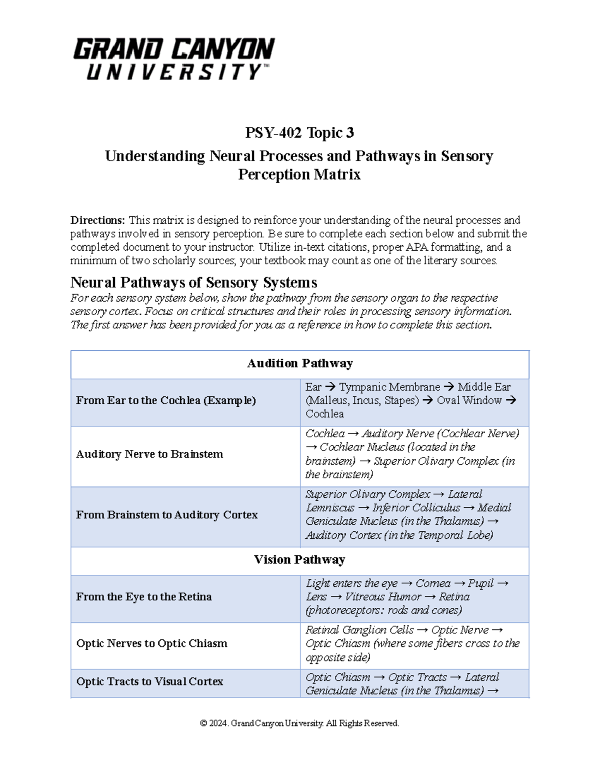 PSY-402 Topic 3: Neural Processes & Pathways in Sensory Perception ...
