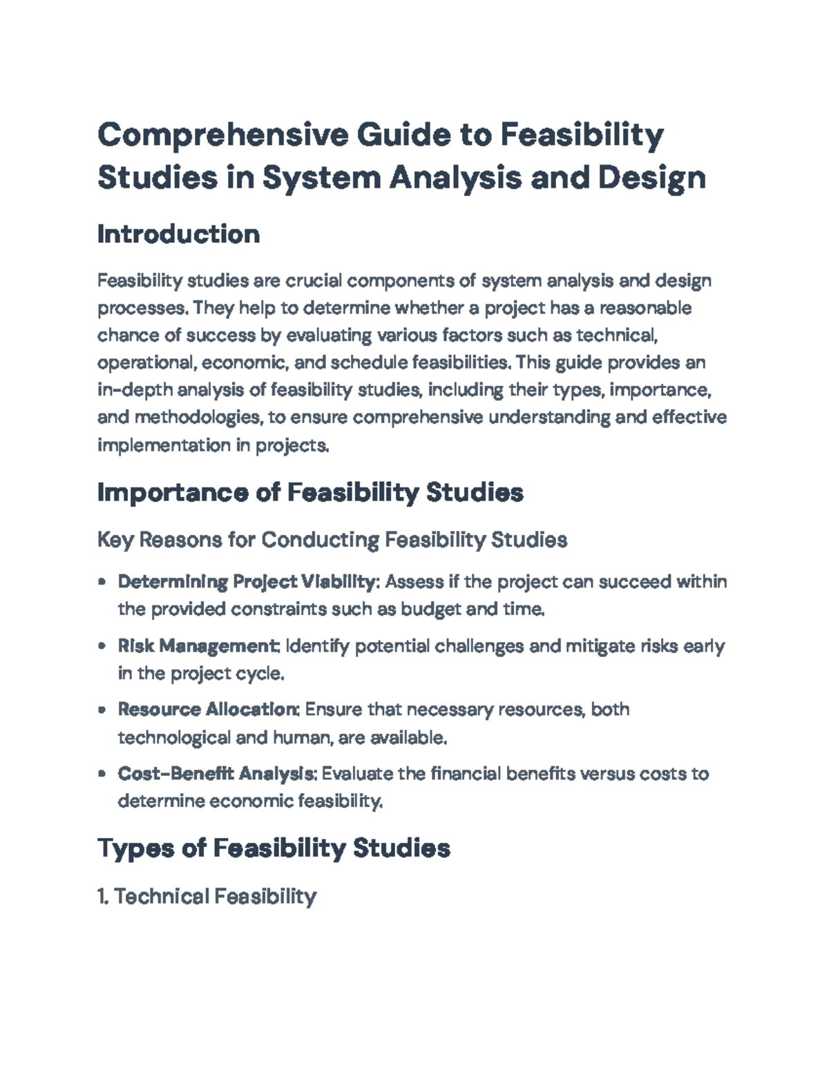 Comprehensive Guide to Feasibility Studies in System Analysis and ...