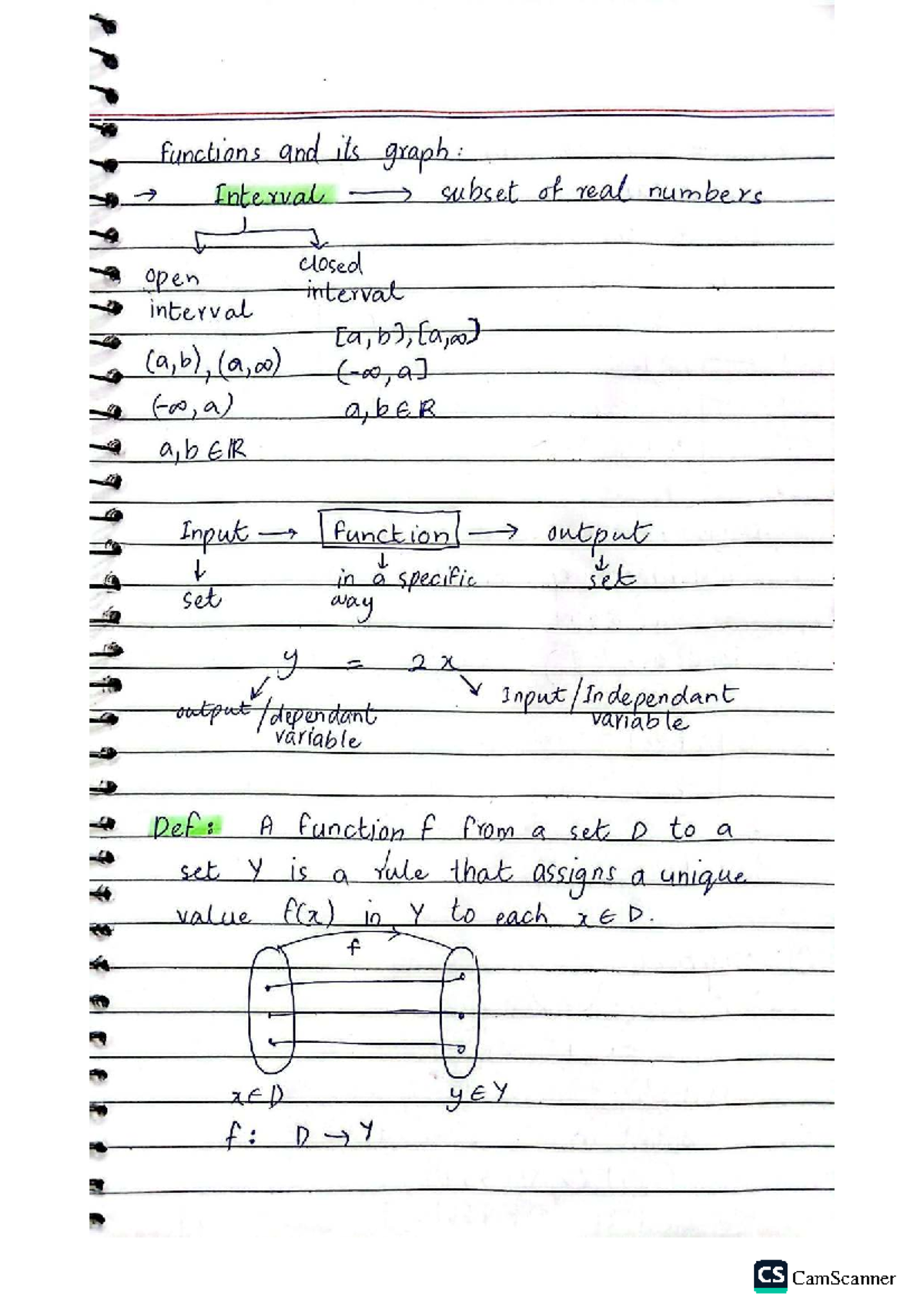 Calculus Complete Notes: Functions and Their Graphs (CS) - Studocu
