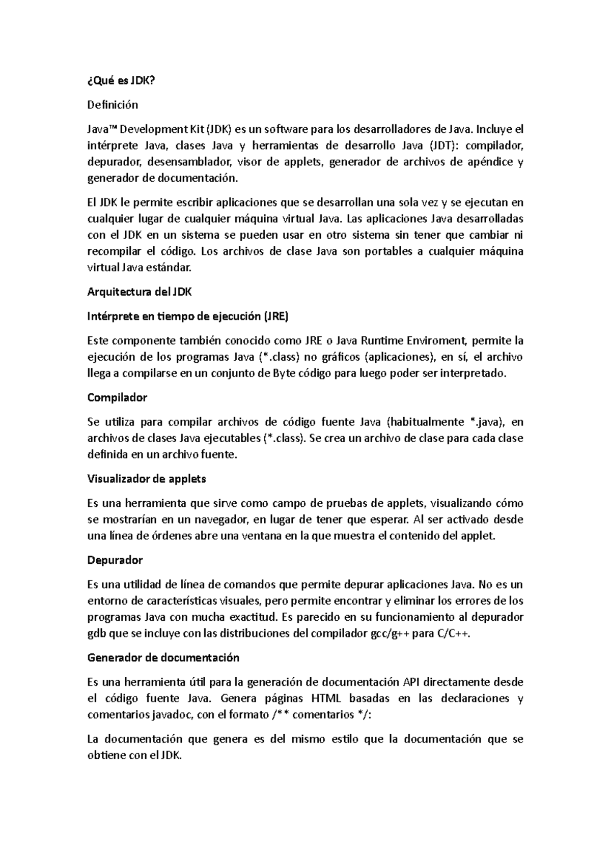 Arquitectura del JDK: Guía Completa para Desarrolladores de Java - Studocu