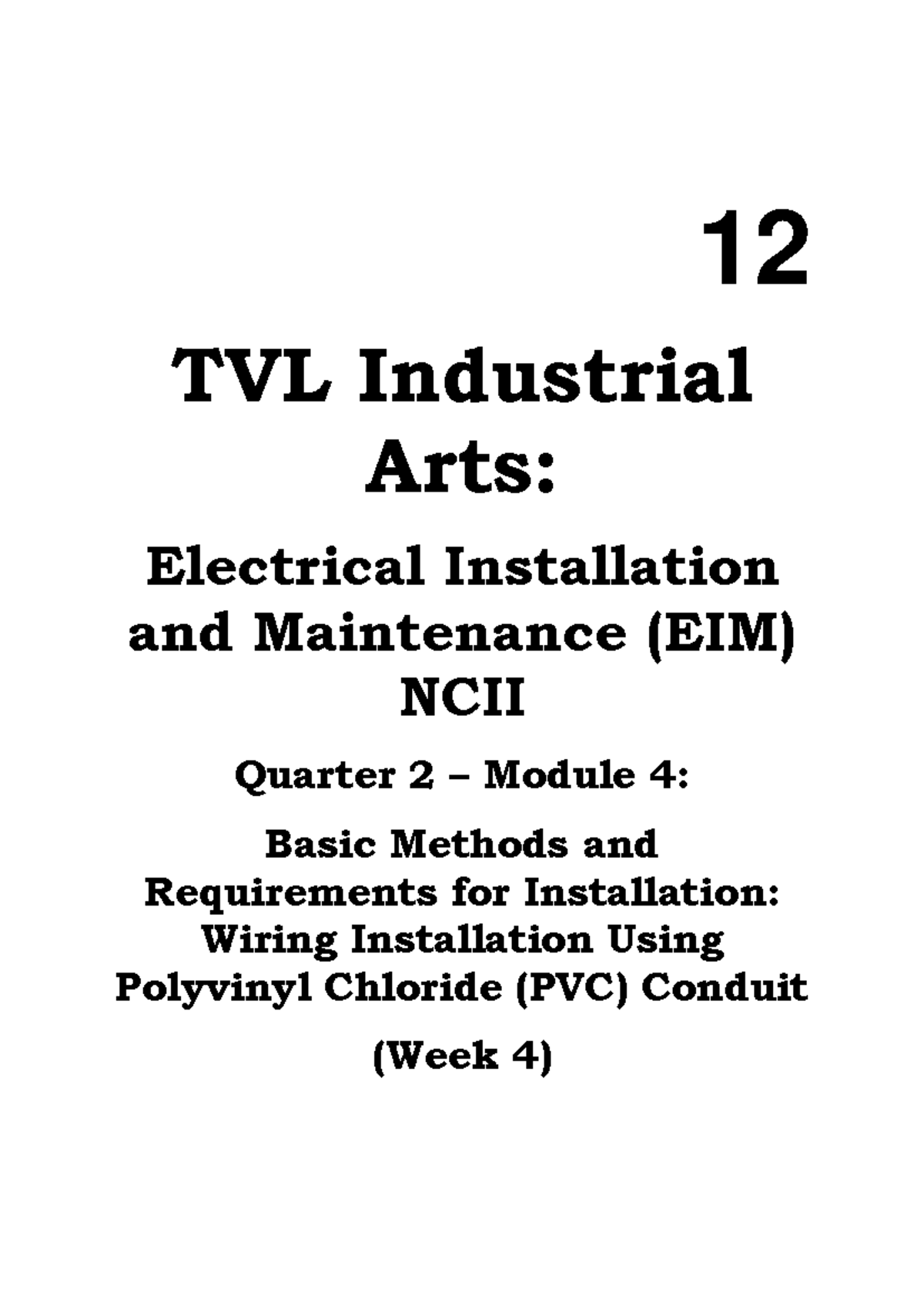 EIM Grade 12 Q2 Module 4: PVC Wiring Installation Basics - Studocu