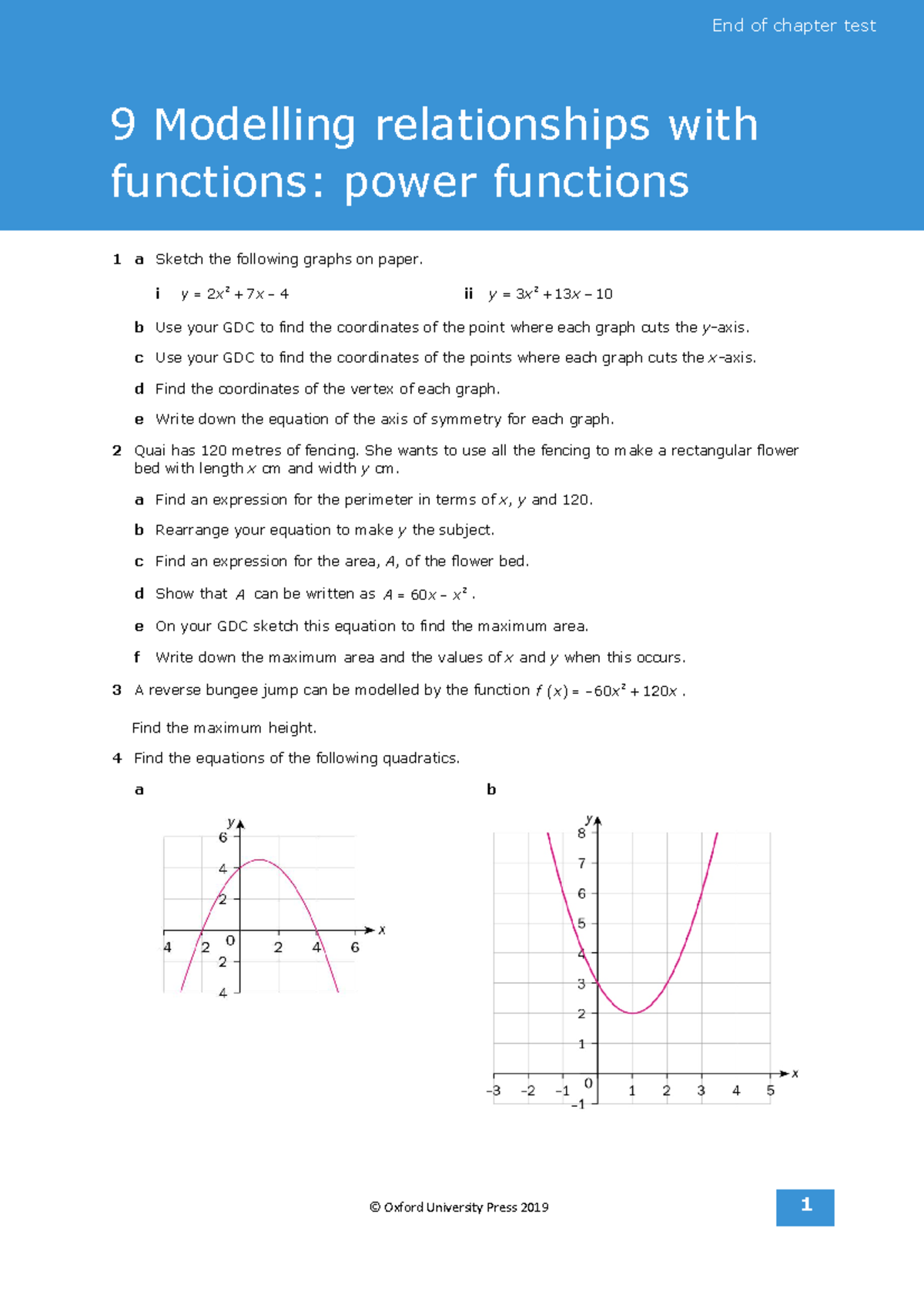 End of Chapter Test 9: Modelling Relationships with Power Functions ...