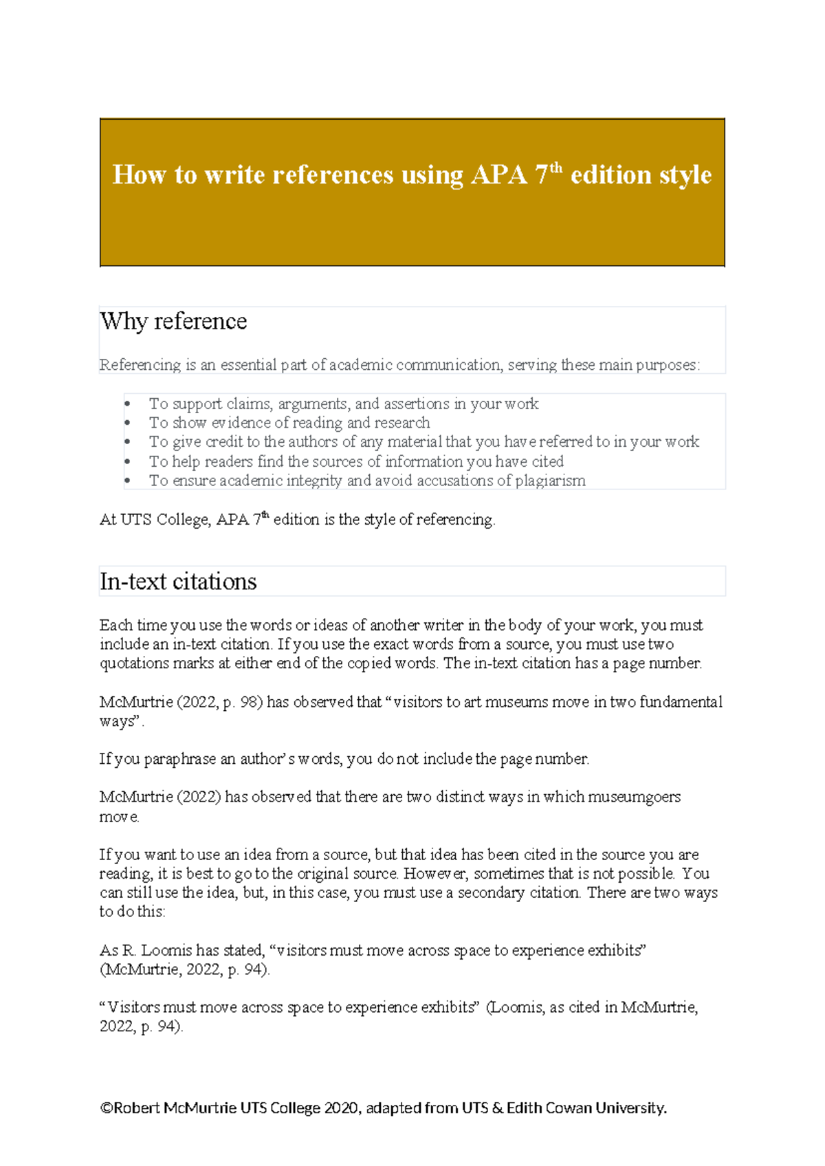 APA 7th Edition Referencing Guide: Format and Examples - Studocu