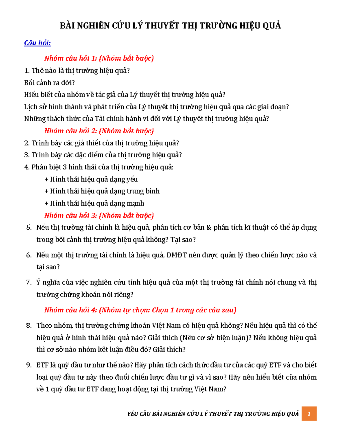 Yêu Cầu Bài Nghiên Cứu Lý Thuyết Thị Trường Hiệu Quả Lttthq 12.2025 ...
