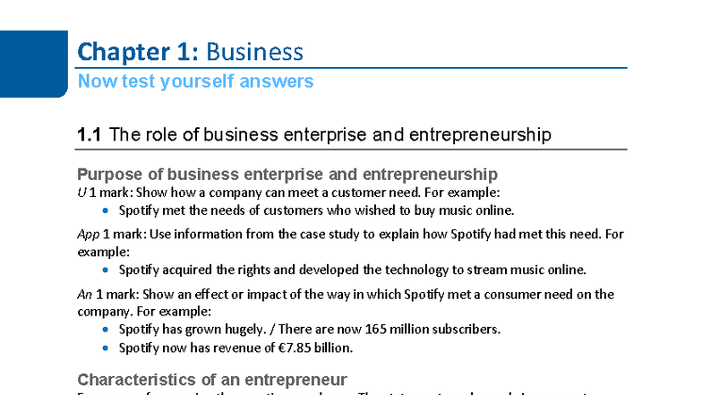 Chapter 1: Business Now Test Yourself Answers - OCR Business Studies ...