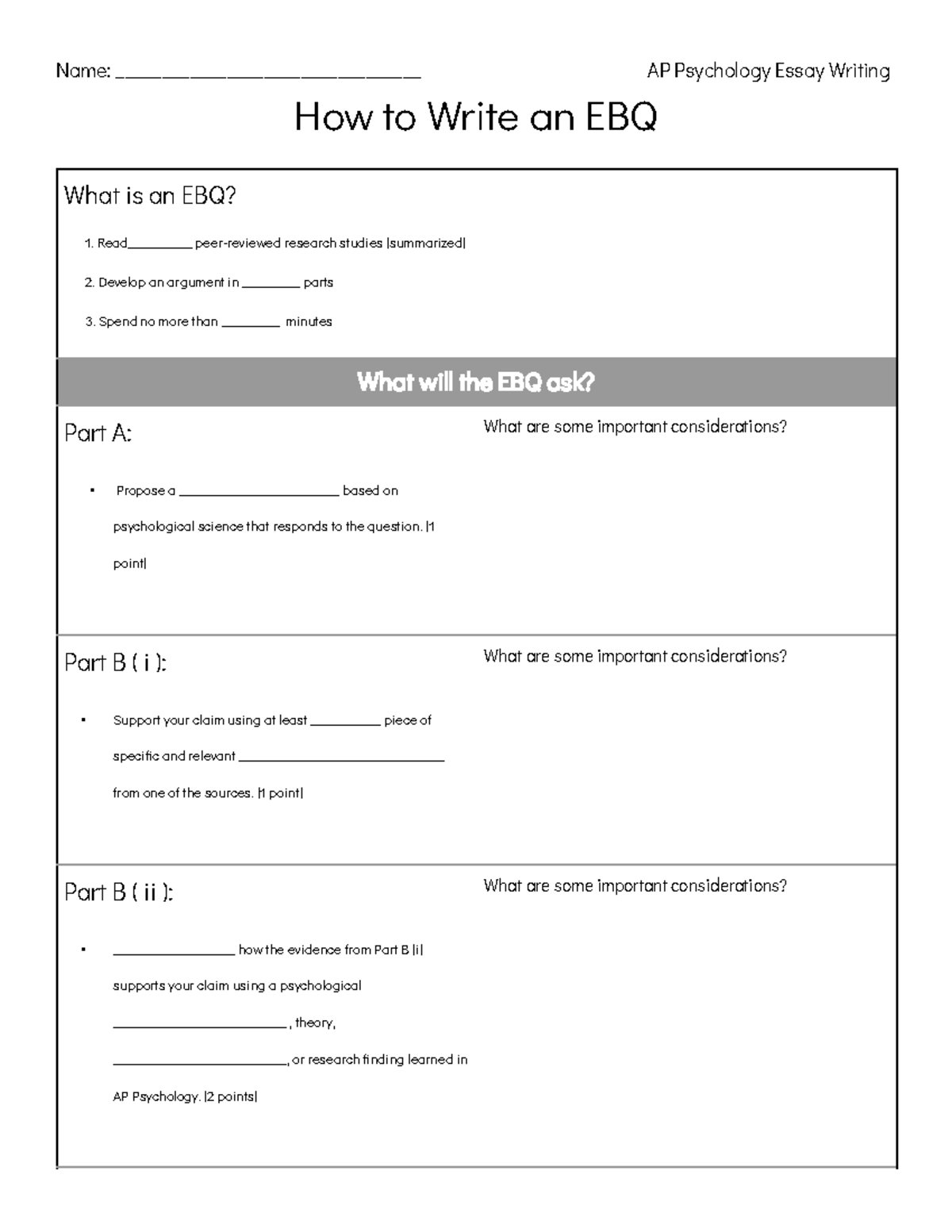 AP Psychology Essay Writing: Guide to Crafting an EBQ - Studocu