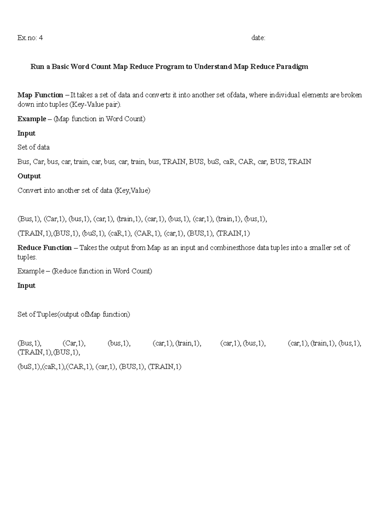 BD 4 - Basic Word Count Map Reduce Program for Understanding MapReduce - Studocu