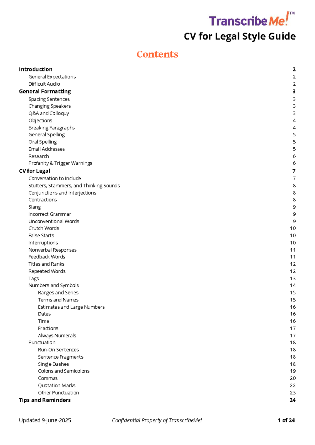 T105 CV for Legal Transcription Style Guide (LPE 6 9 25) - Studocu