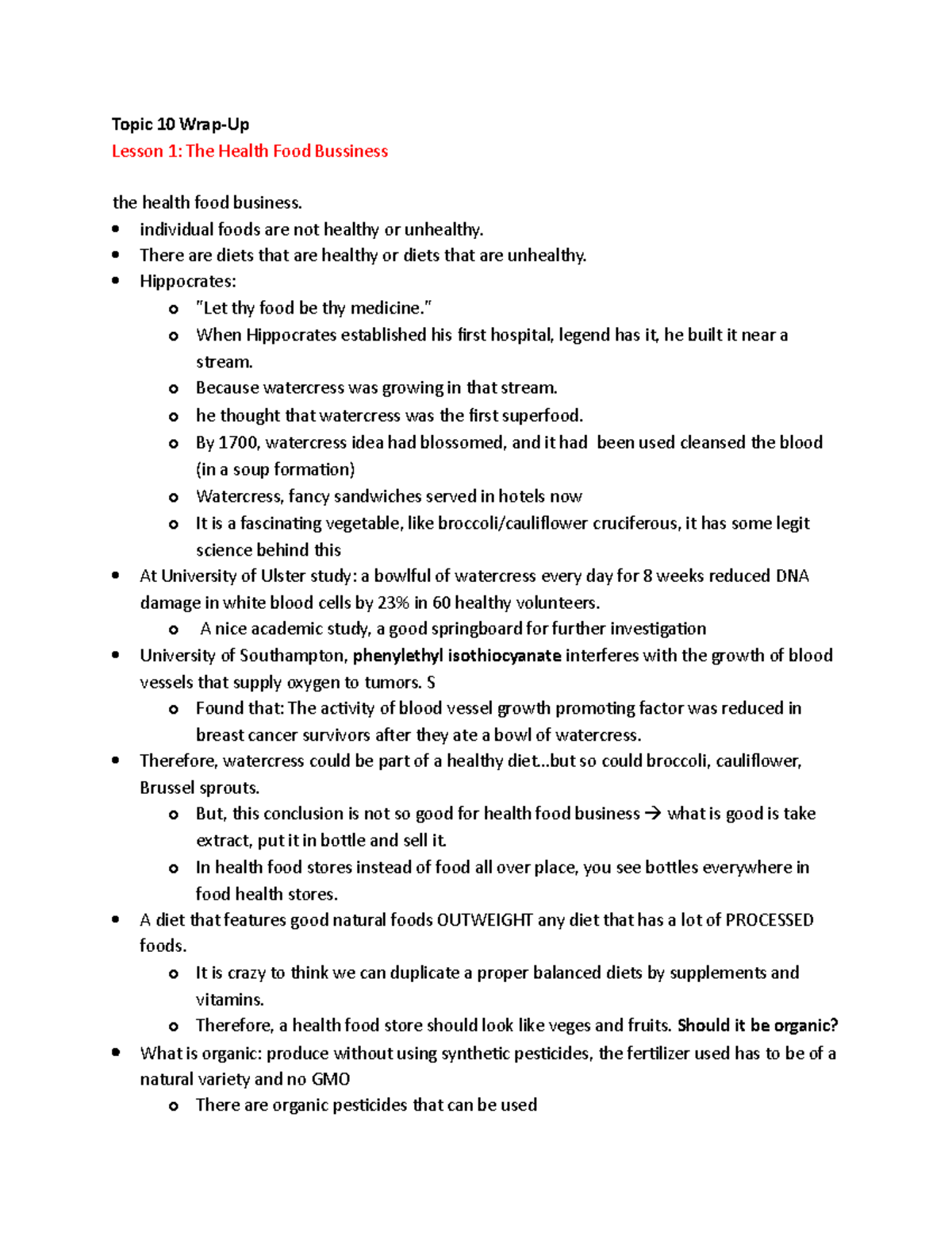 CHEM 181 - Topic 10 Wrap Up - Topic 10 Wrap-Up Lesson 1: The Health ...